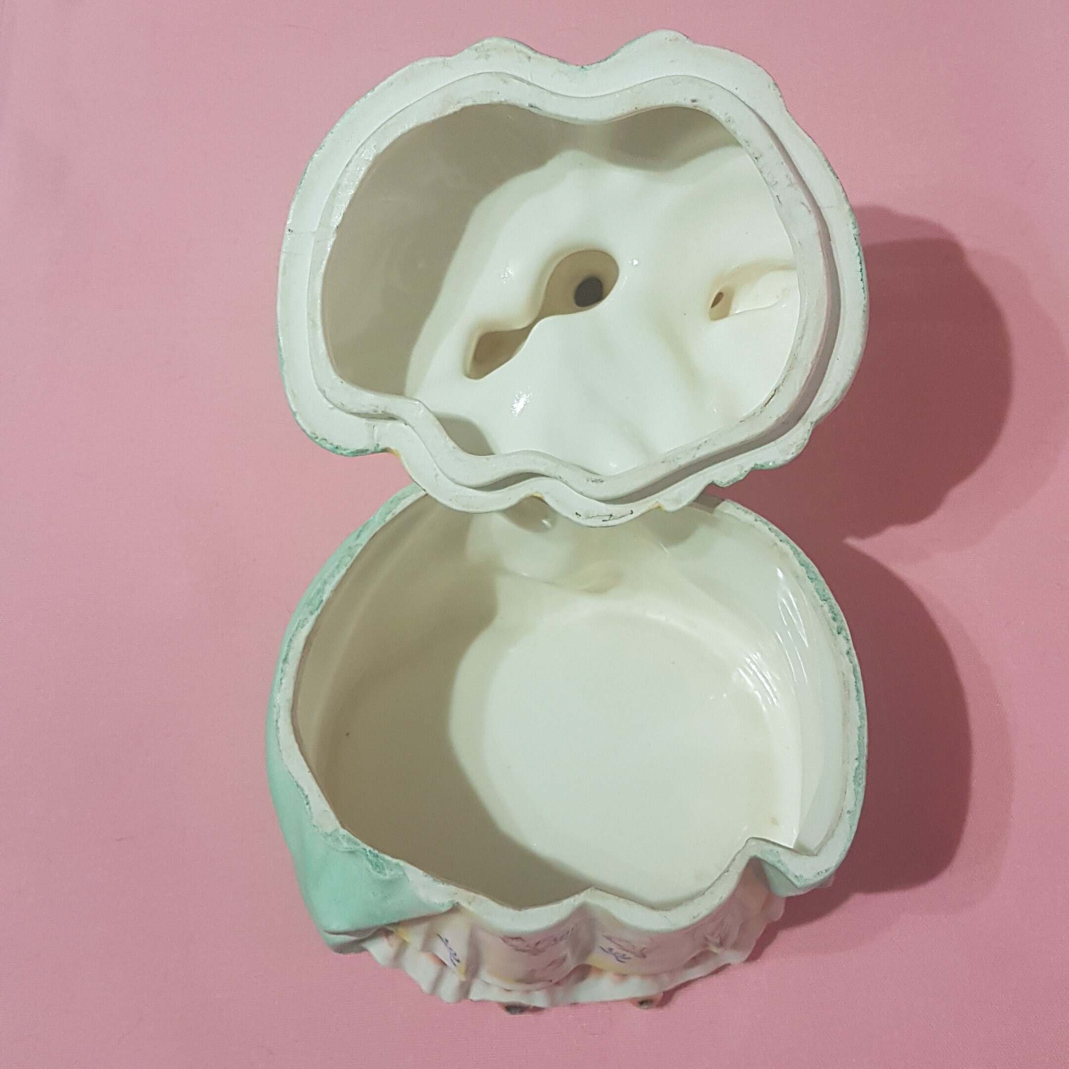 Vintage Hand Painted Porcelain Victorian Figural Lady Trinket Box ...