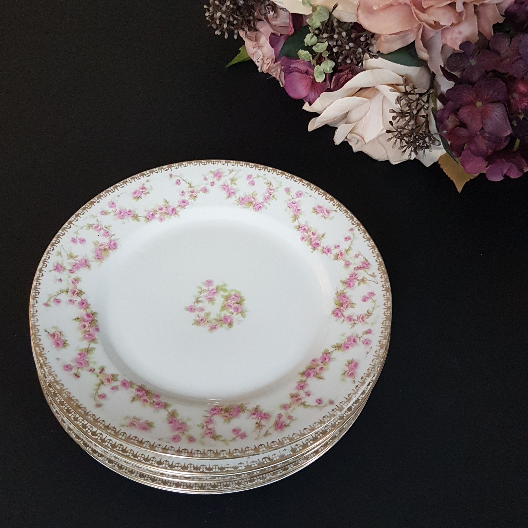 Dessert Plates, Adolf Persch, BRIDAL ROSE, EAP Czechoslovakia, ADH32 ...