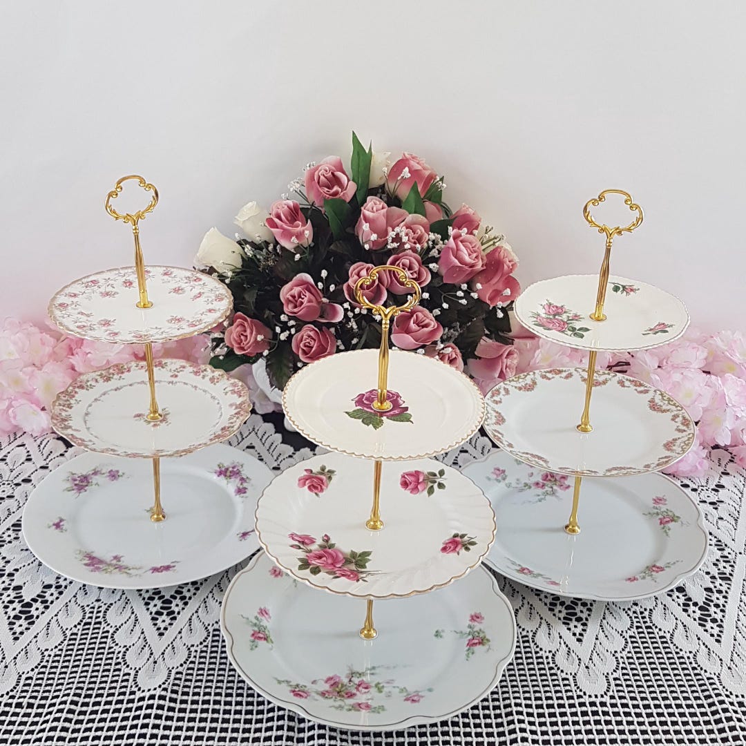 CHOICE of 3 Tier Cake Stand, Mismatched Tiered Plates, Bridgerton ...