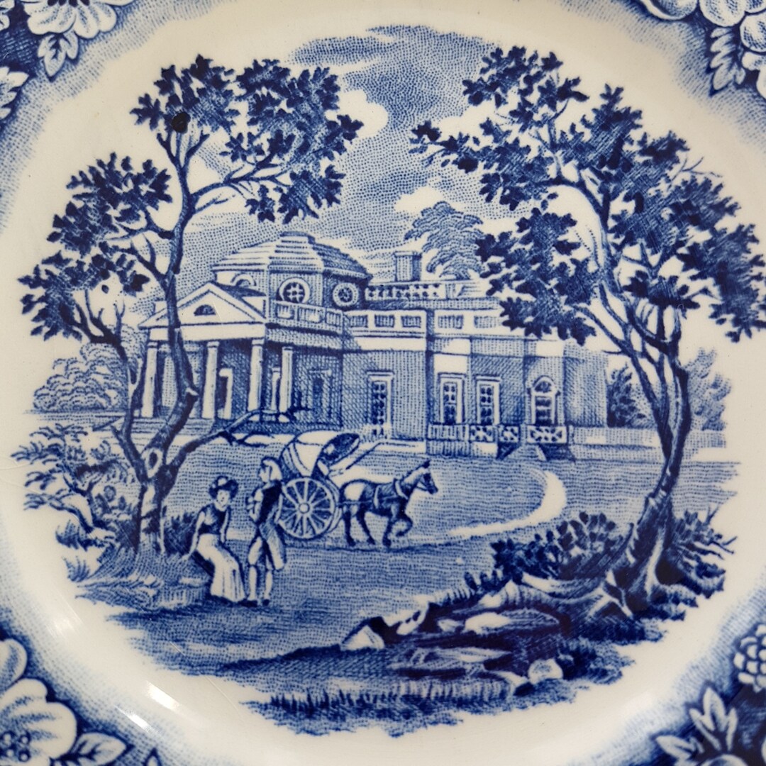 Liberty Blue Historic Colonial Scenes MONTICELLO Side Plates, Set of 4 ...