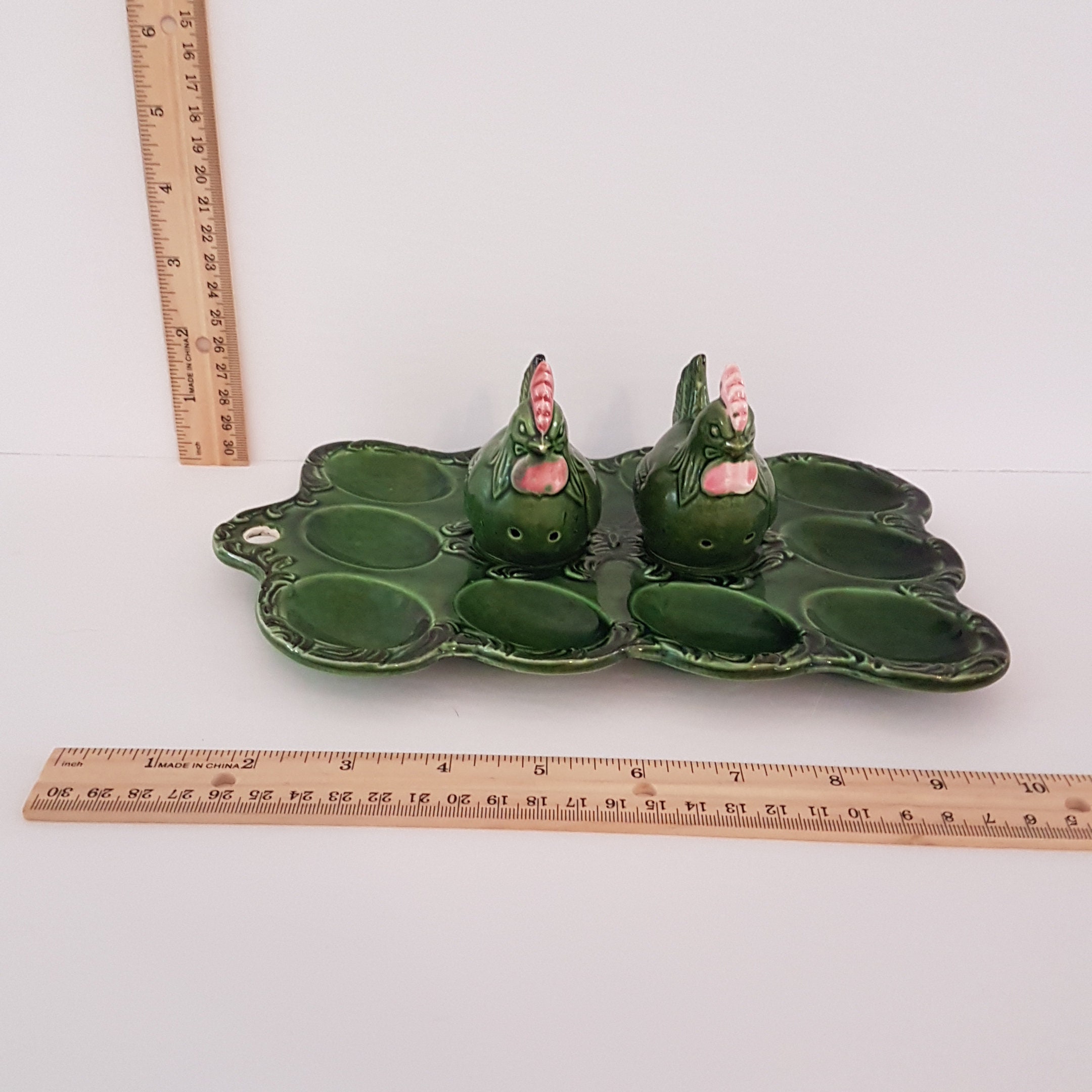 Vintage Ceramic Deviled Egg Tray with Chicken Salt Pepper Set Japan ...