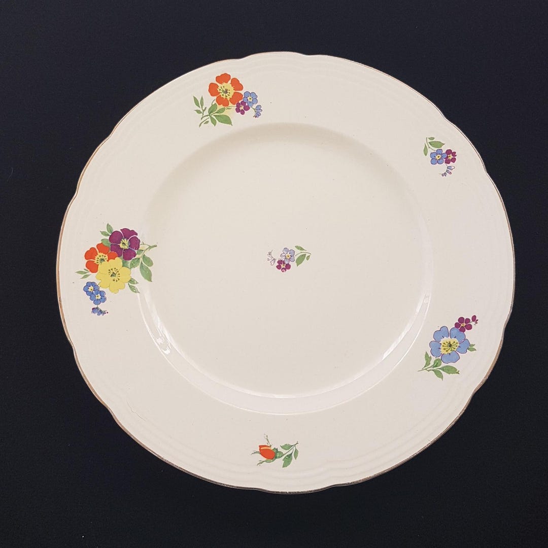 Alfred Meakin FREDA Dinner Plate Set of 4, Hand Painted Art Deco Orange ...