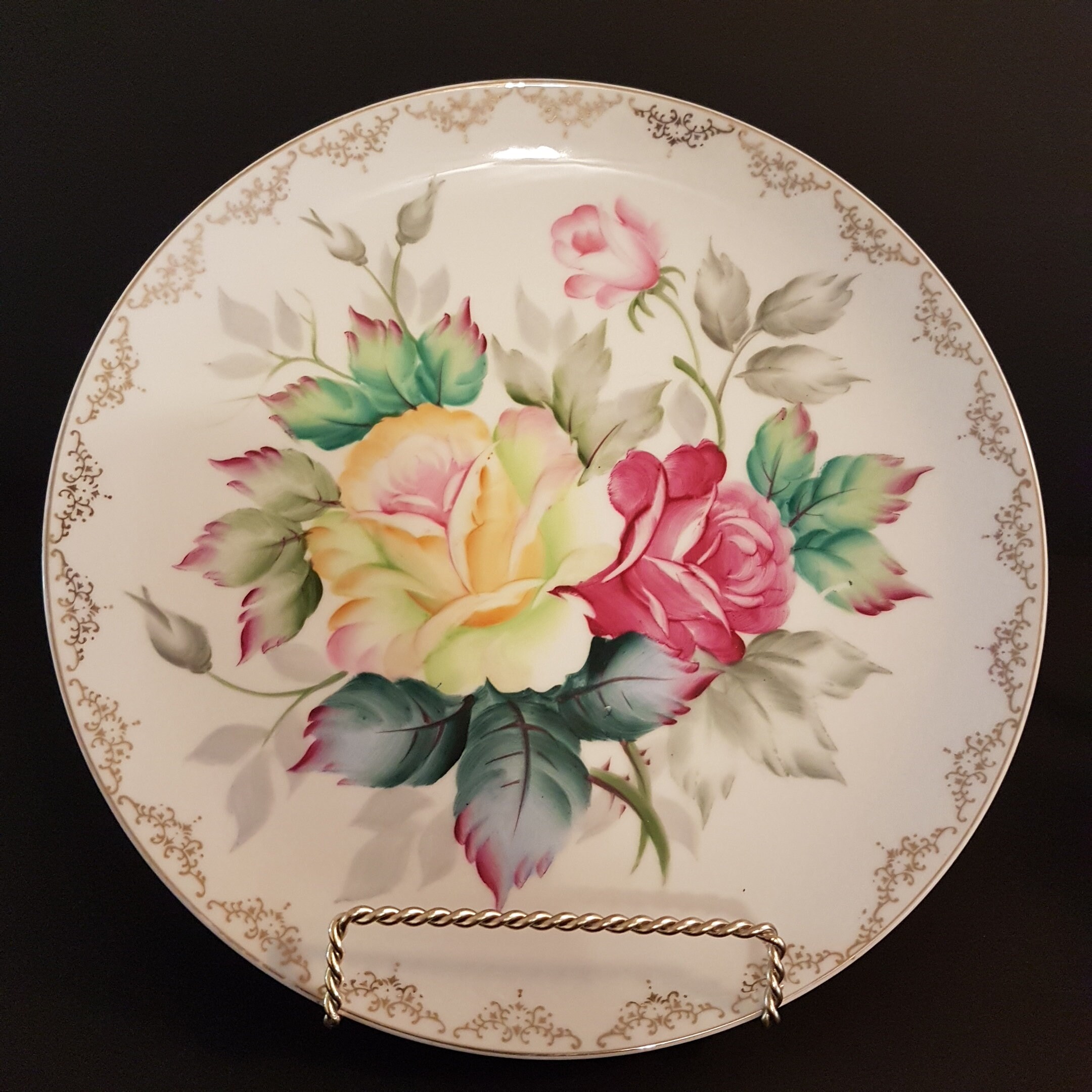 Shafford Japan Hand Deoorated 10.25 Decorative Plate, Yellow Rose, Pink ...