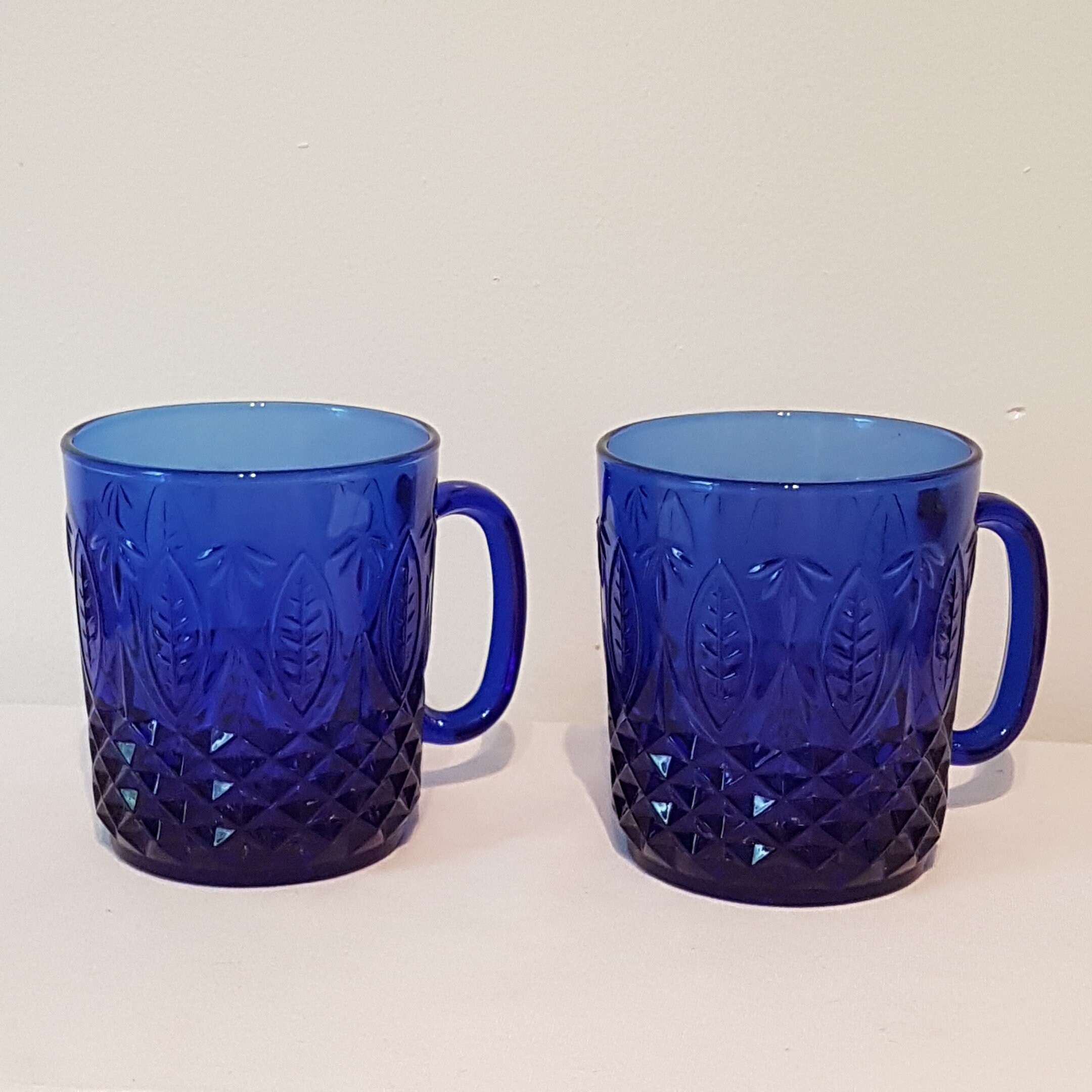 Set of 2 Avon Royal Sapphire, Made in France, Cobalt Blue Glass Coffee ...