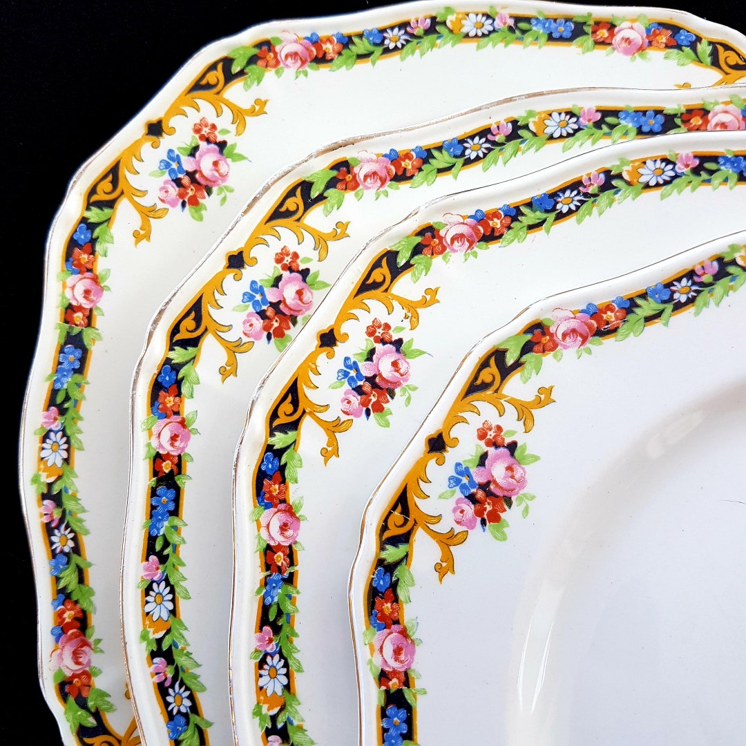 Set of 4 Alfred Meakin STELLA Square Plates, 8 Inch, Pattern Mea312 ...