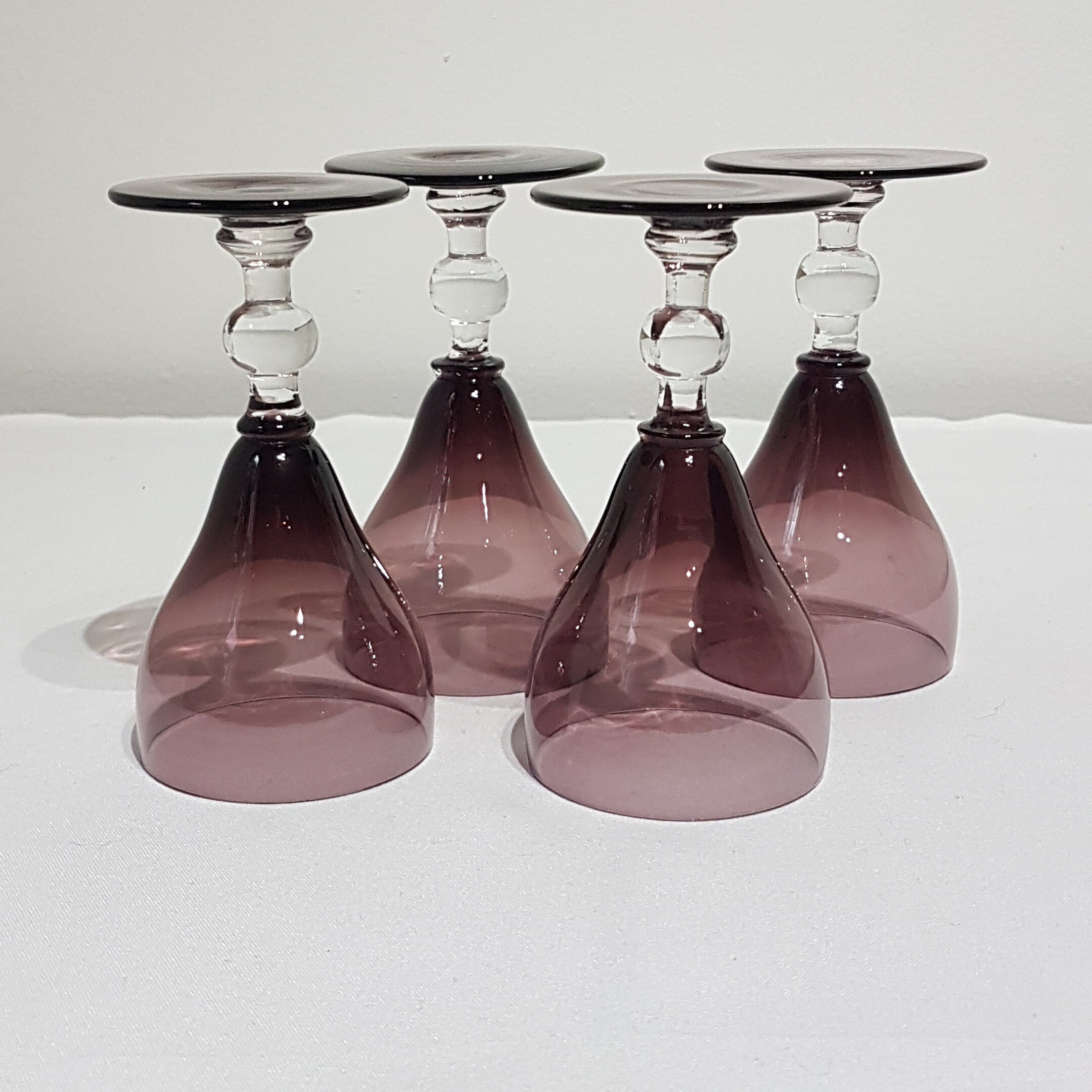 4 Amethyst Crystal Wine Glasses, Amethyst Purple Cocktail Glasses