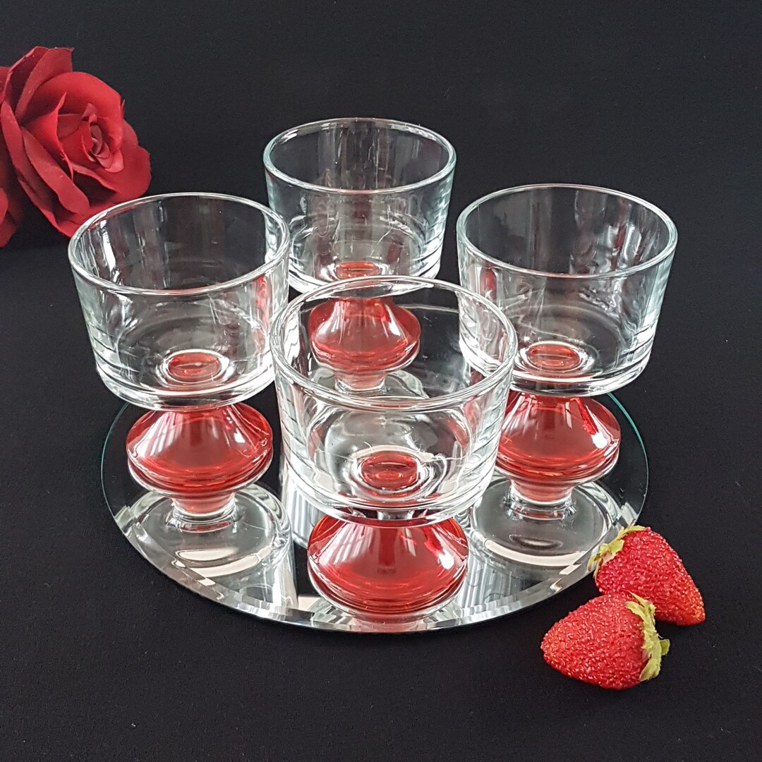 Anchor Hocking Individual Trifle Bowls, 8oz, Set of 4 Clear Red ...
