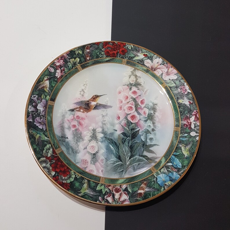 1992 Lena Liu Hummingbird Porcelain Collector Plate Wall Decor Treasury ...