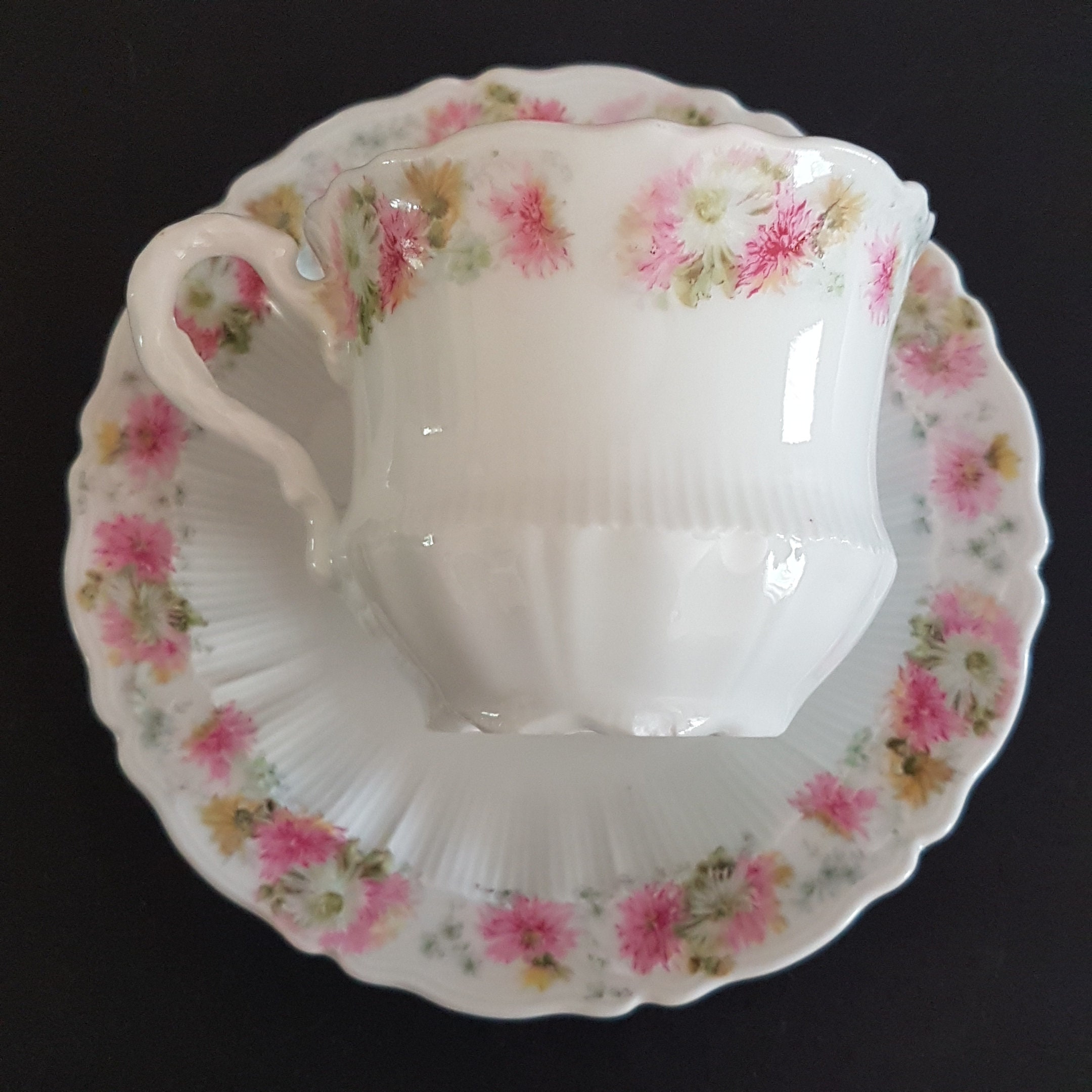Antique Carl Tielsch Altwasser Germany Tea Cup, Pink White Daisy Flower ...