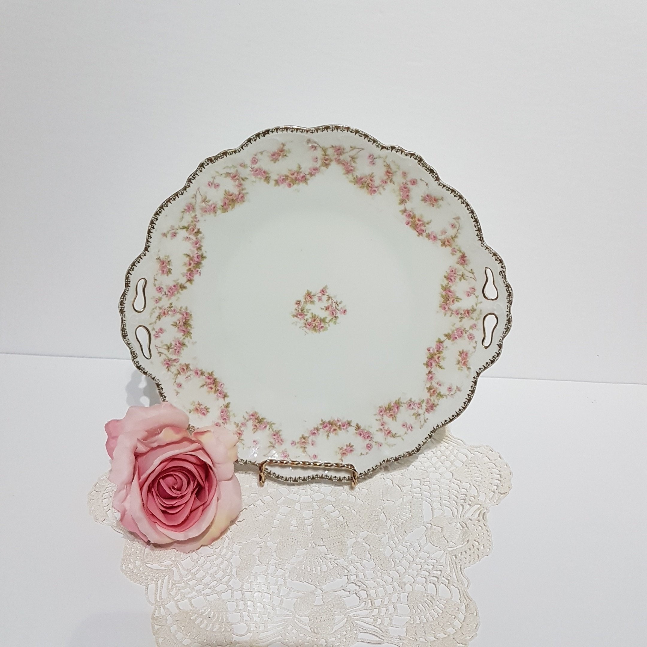 RESERVED for Matt - ANTIQUE MZ Austria Bridal Rose Cake Plate, Vintage ...