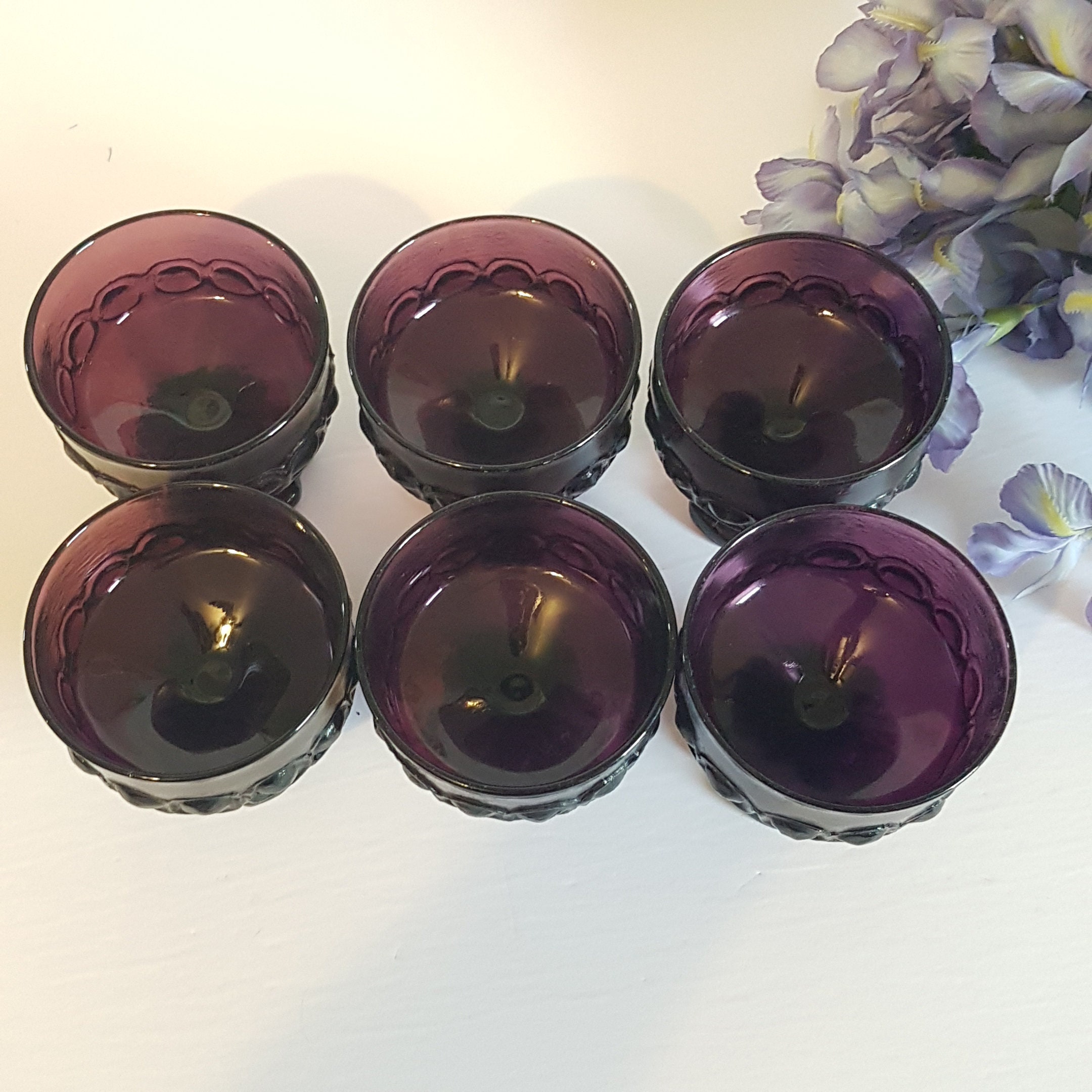 6 Franciscan Crystal Madeira Plum, Champagne Glass, Tall Sherbet ...