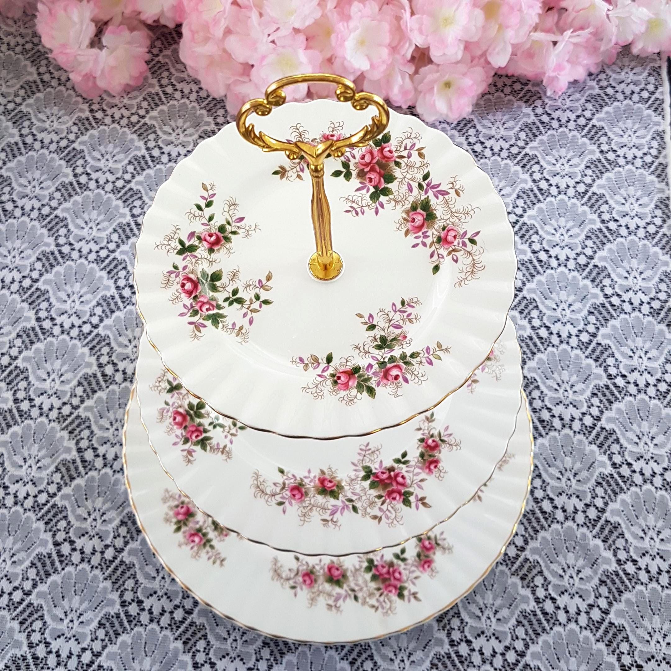 Handmade 3 Tier Cake Stand, Royal Albert Lavender Rose Tiered Serving ...