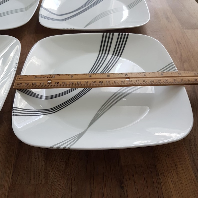 Corelle Urban Arc Square Dinner Plates Set of 4 Contemporary Black ...