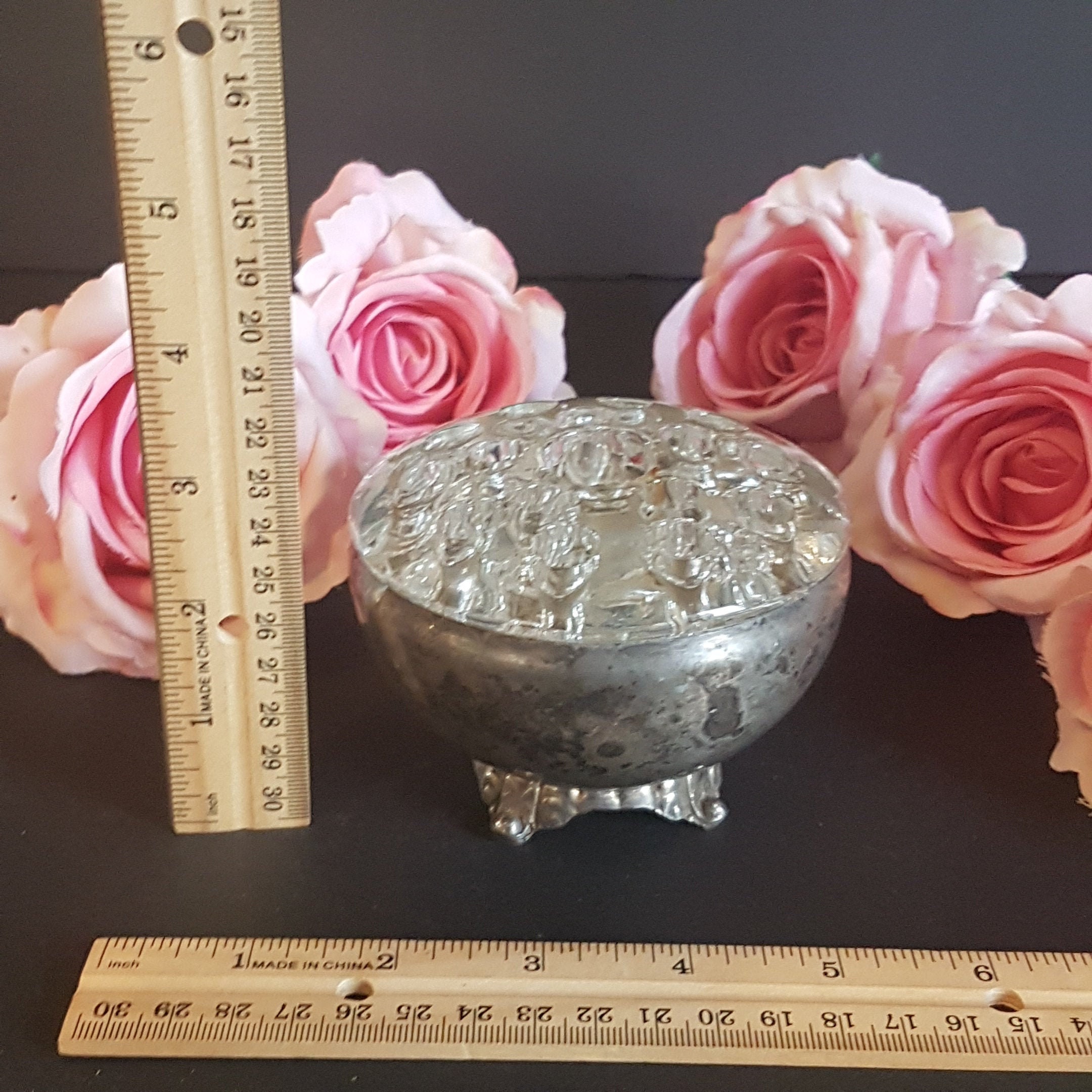 Vintage WM Rogers EP Brass Silver Plate With Glass Flower Frog, Pique ...