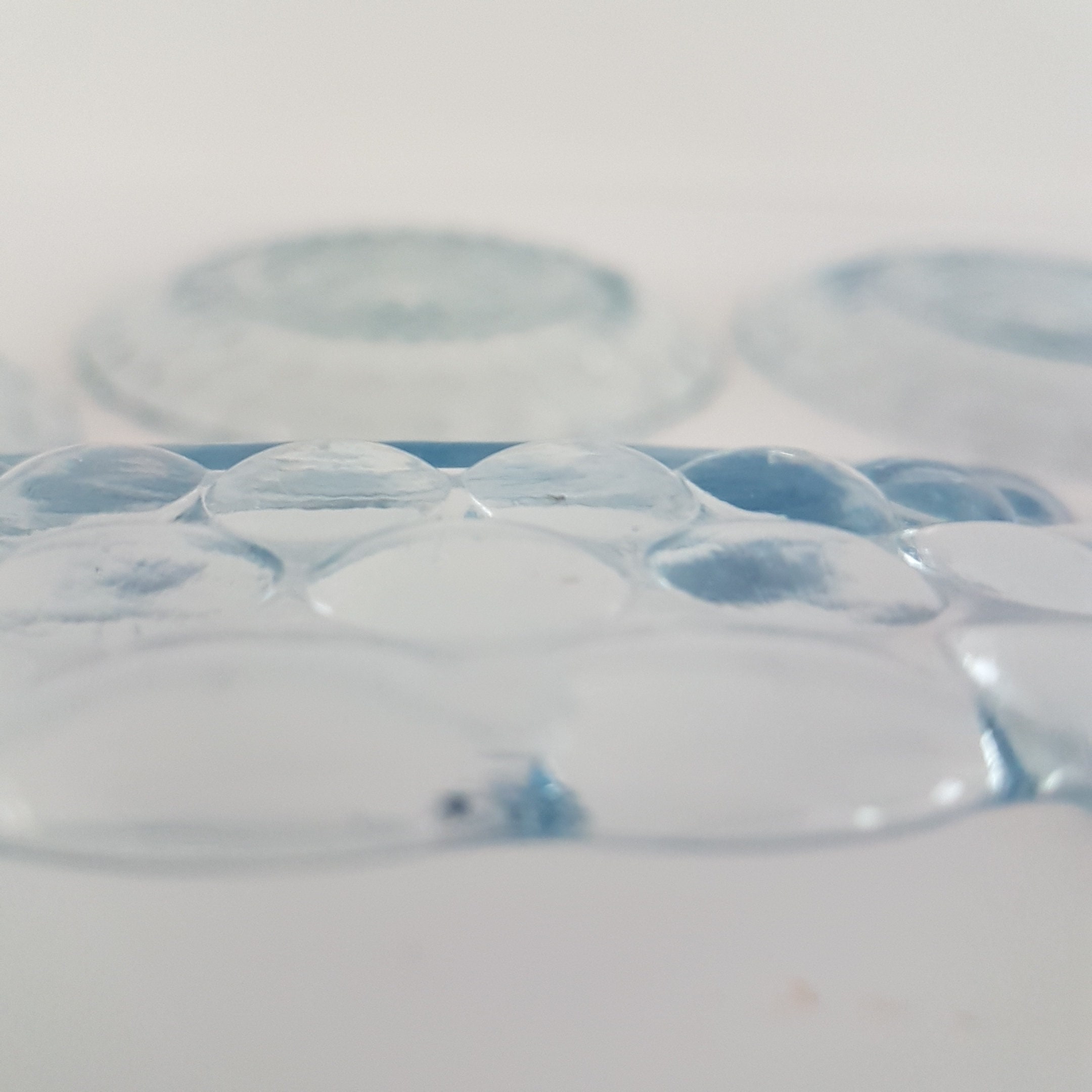 7 Anchor Hocking Blue Bubble Glass Side Plates, Vintage Blue Bubble ...