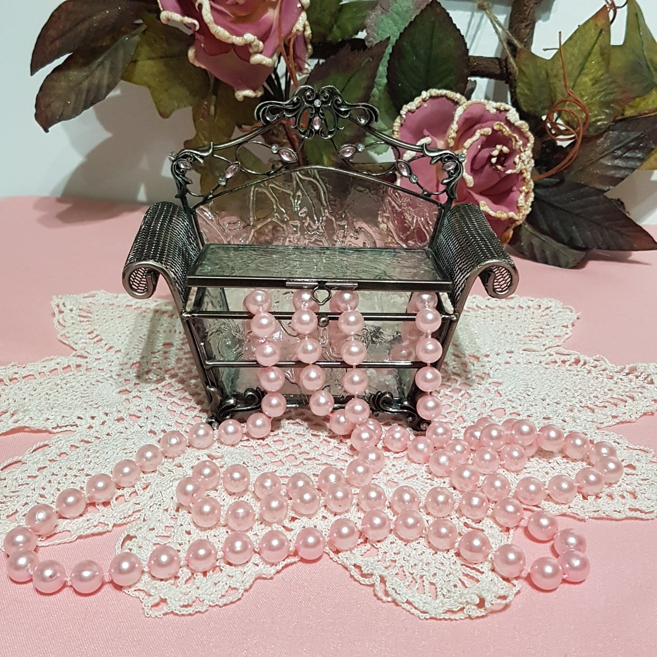 Vintage Chair Shaped Wire and Glass Trinket Box, Unique Gift for Women ...