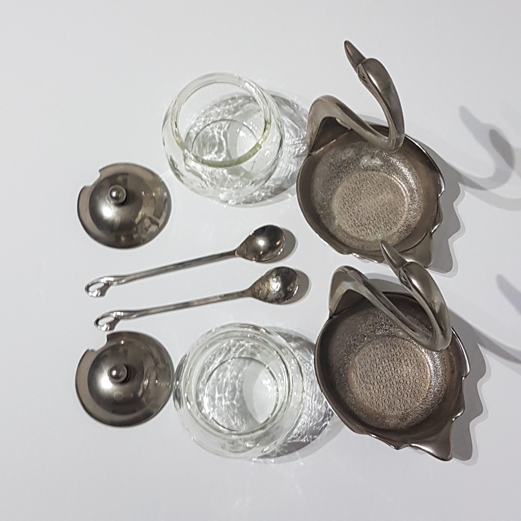 Pair of Vintage Silver Swan Condiment Dishes, Swan Jelly Jar, Swan ...