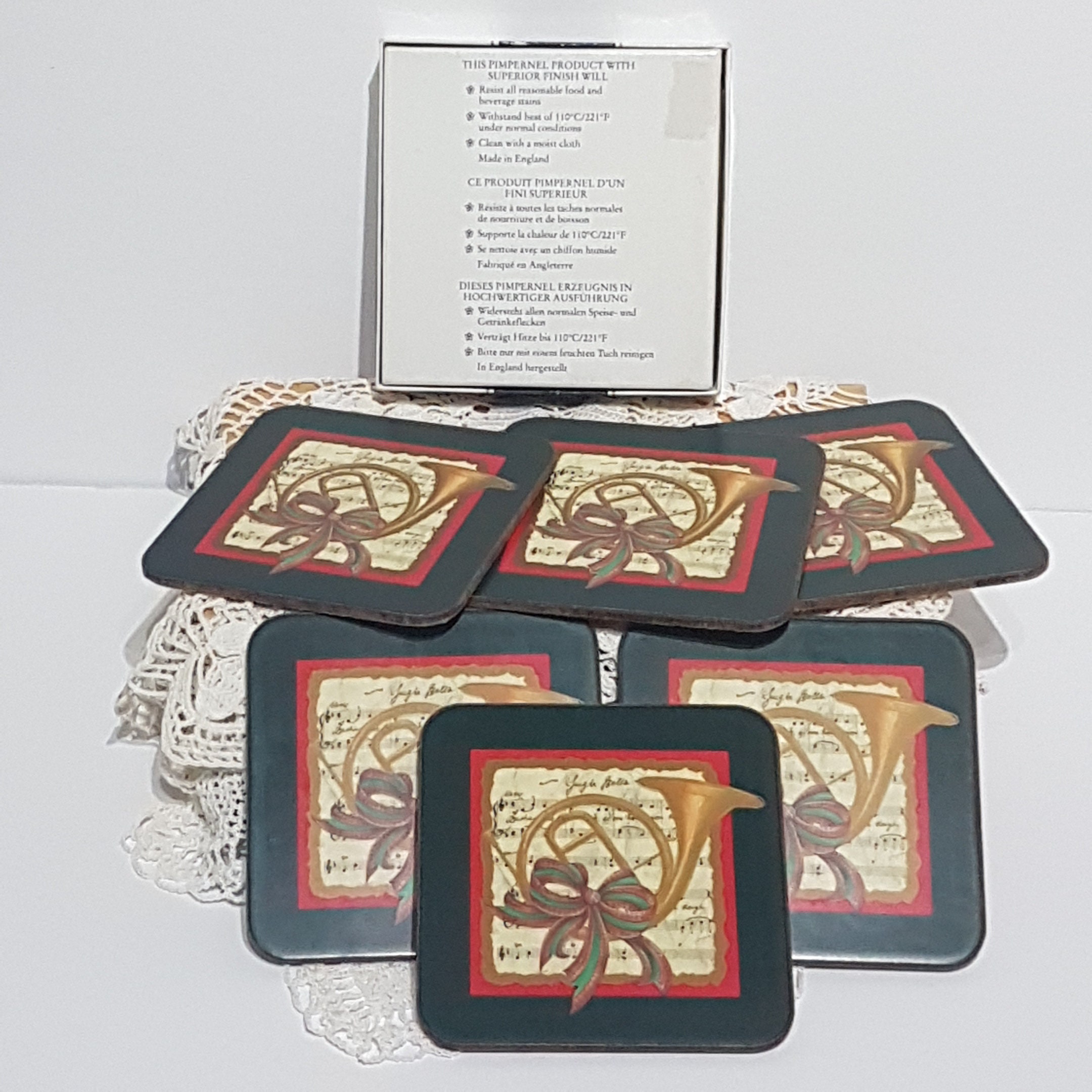 Pimpernel The Festive Scroll Coaster Set in Original Box, Made in ...