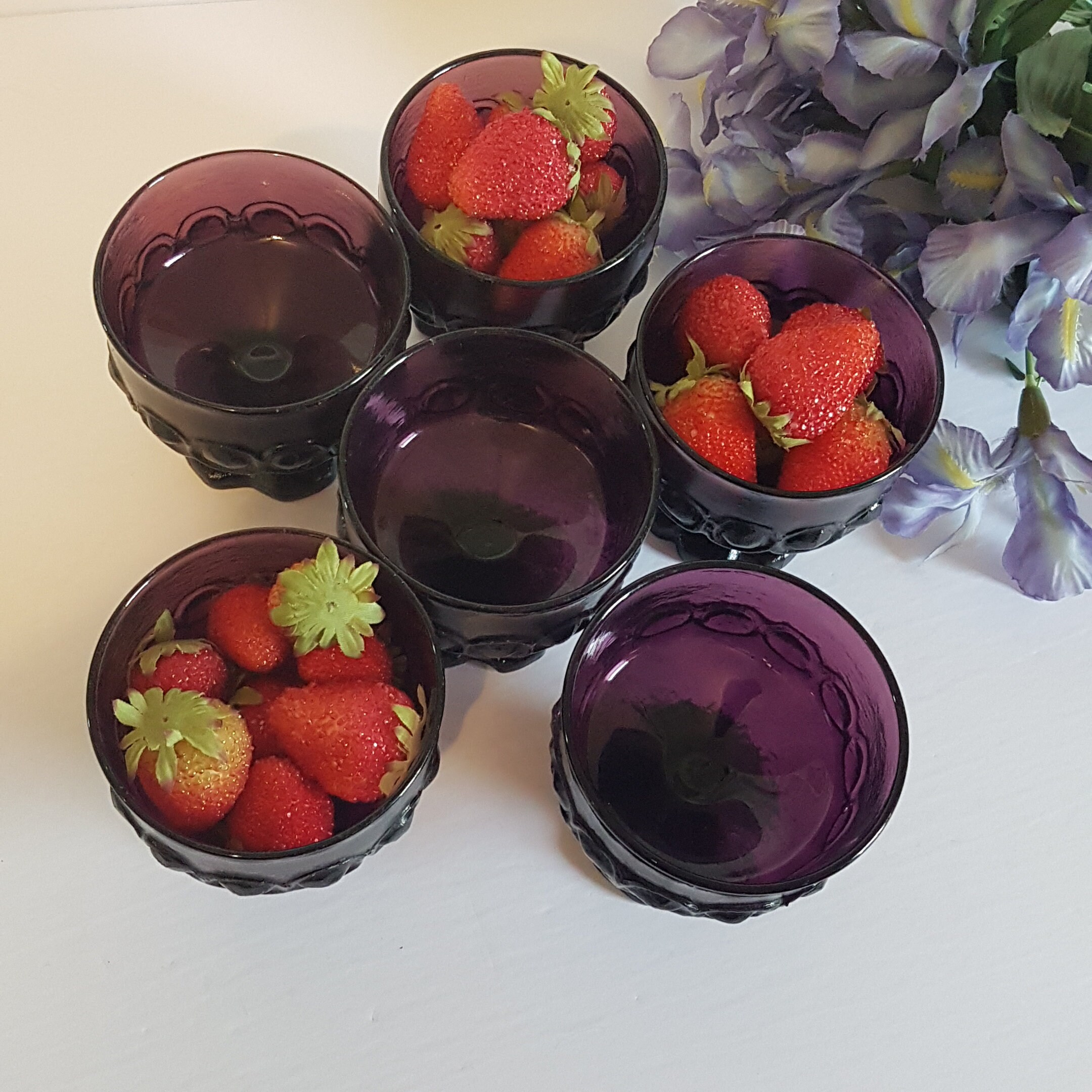 6 Franciscan Crystal Madeira Plum, Champagne Glass, Tall Sherbet ...