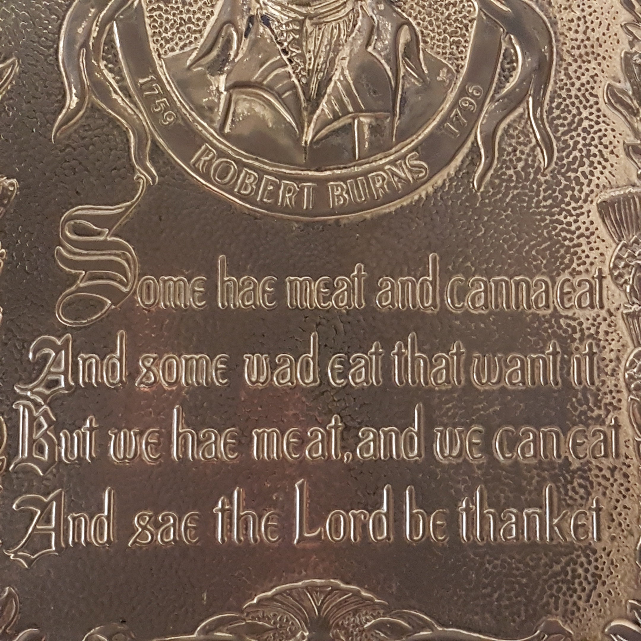 Robbie BURNS GRACE Vintage Brass Metal Wall Plaque, The Selkirk Grace ...