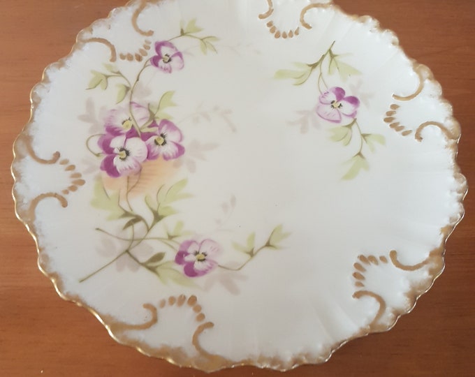 Limoges Dinner Plate, Hand Painted, Purple Violets, Embossed ...