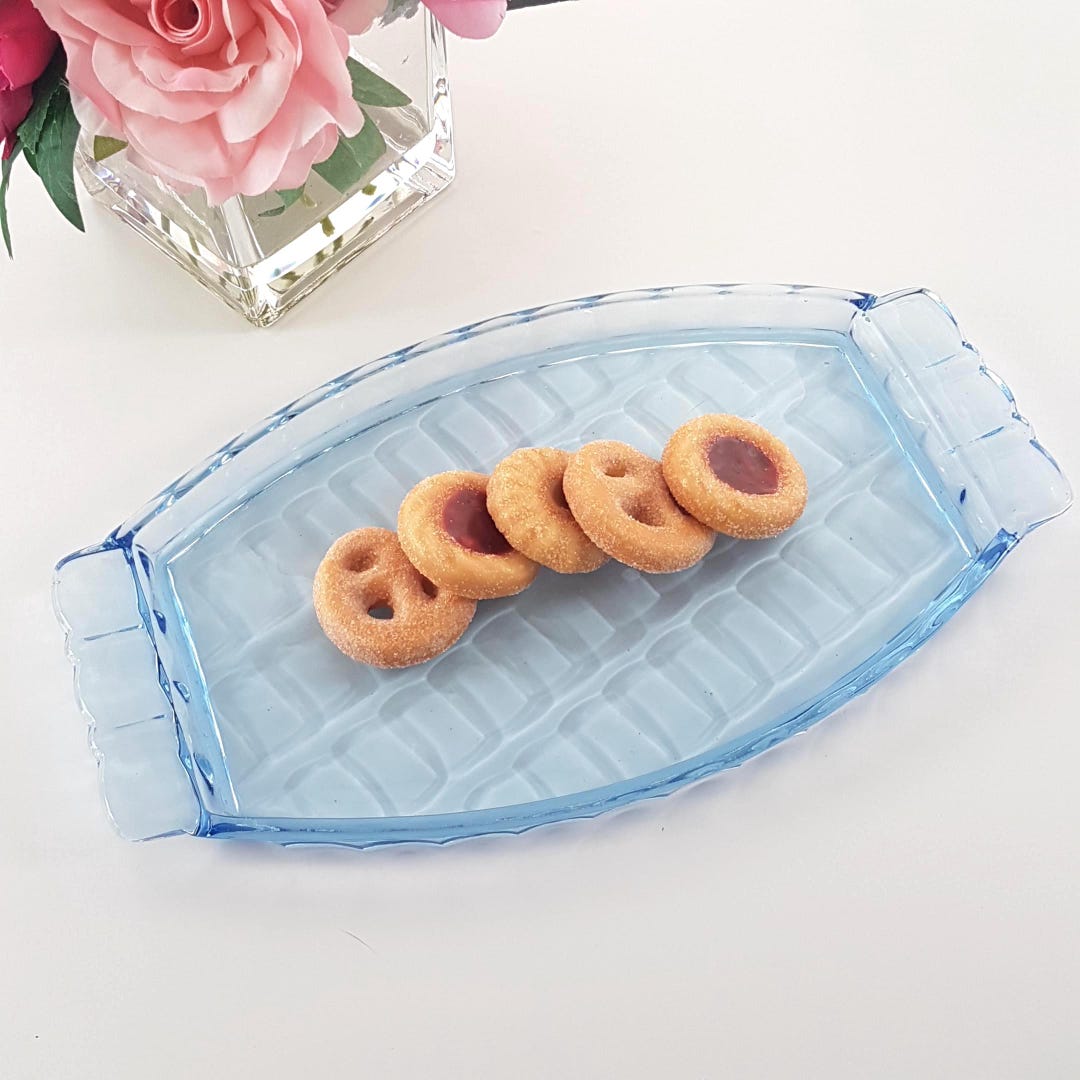 Light Blue Glass Rectangular Tray With Handles, 13 X 8 Inch - Etsy