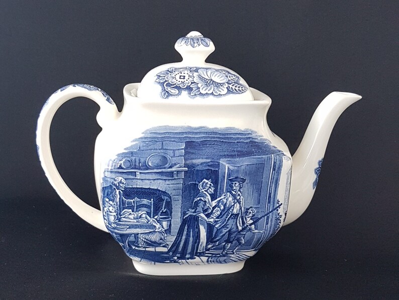 Liberty Blue Historic Colonial Scenes Minute Men Tea Pot - Etsy