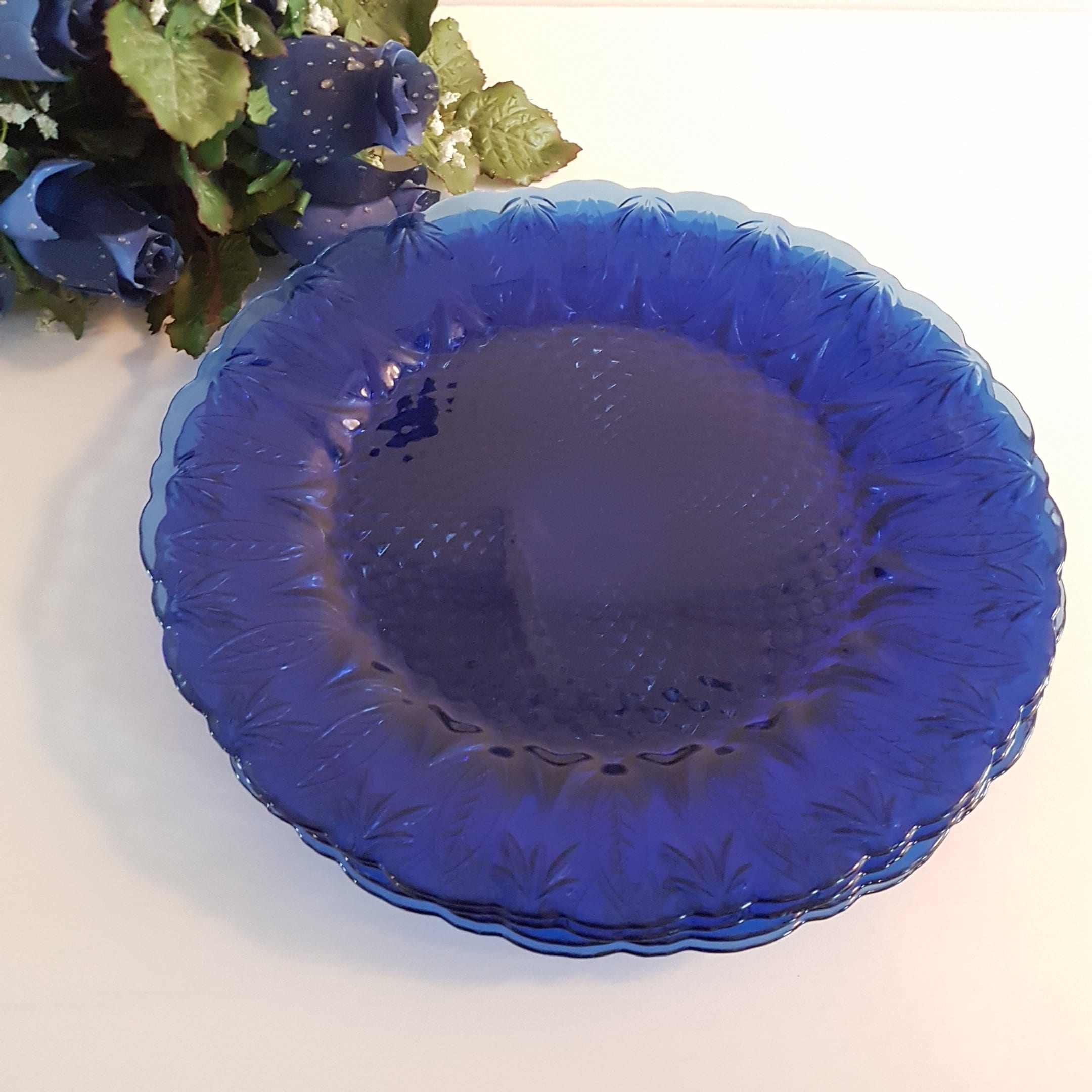 Vintage Royal Sapphire Crystal by Avon, 10.5 Dinner Plates, Set of 4 ...