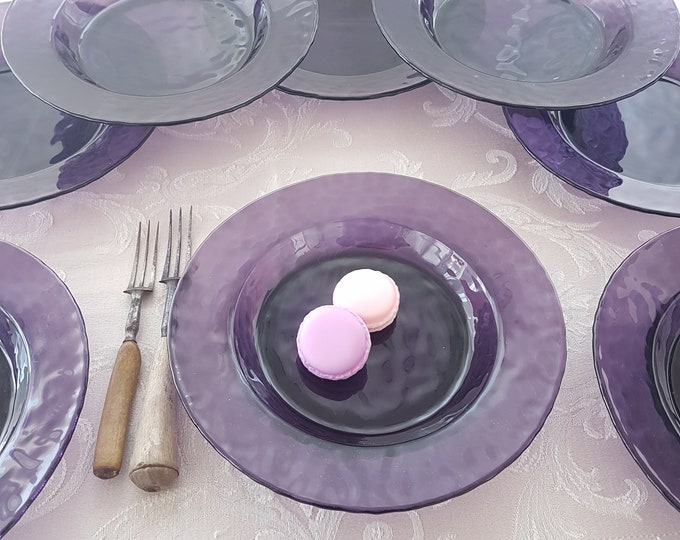 Studio Bormioli Rocco Hammered Amethyst Glass Plates, 8.75 Inch, Set of ...