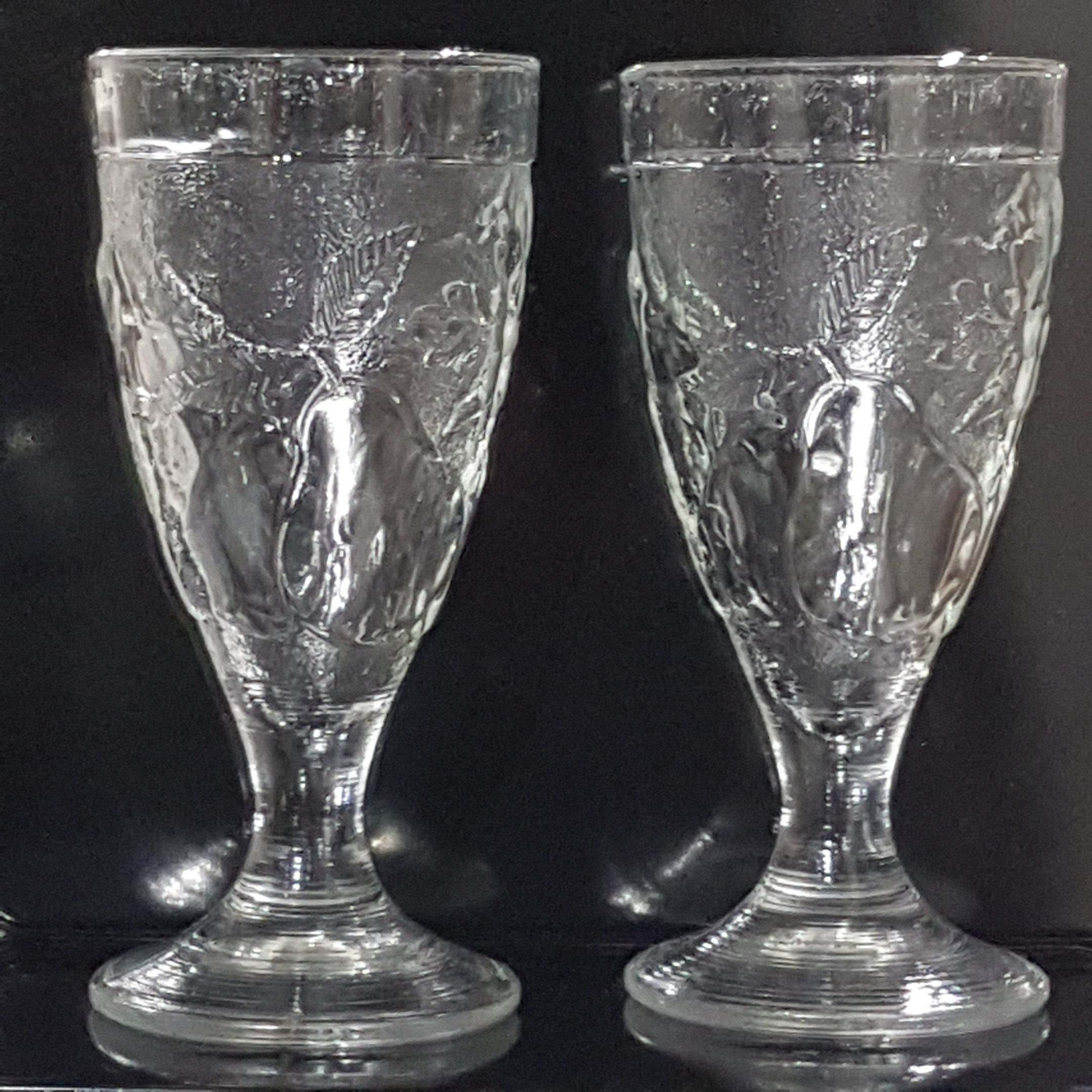 Vintage French Goblets with Fruit Pattern, Set of 4, Wine Glasses ...