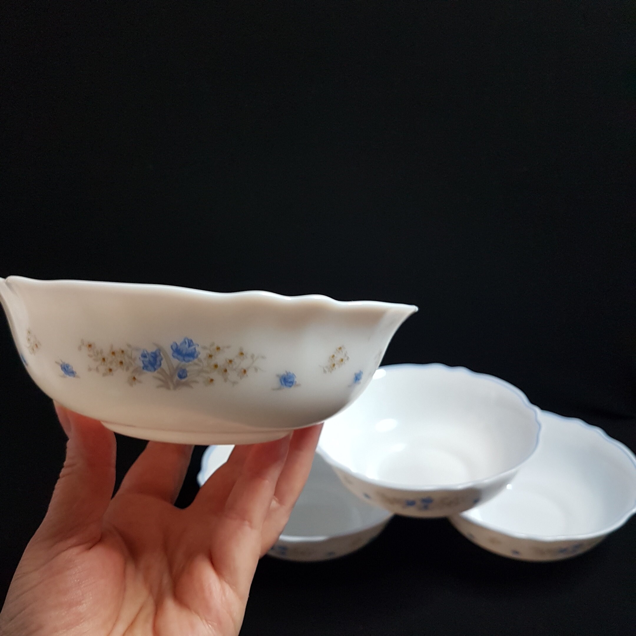 Arcopal ROMANTIQUE,6 Inch Soup Bowl, Set of 4, Milk Glass Dinnerware ...