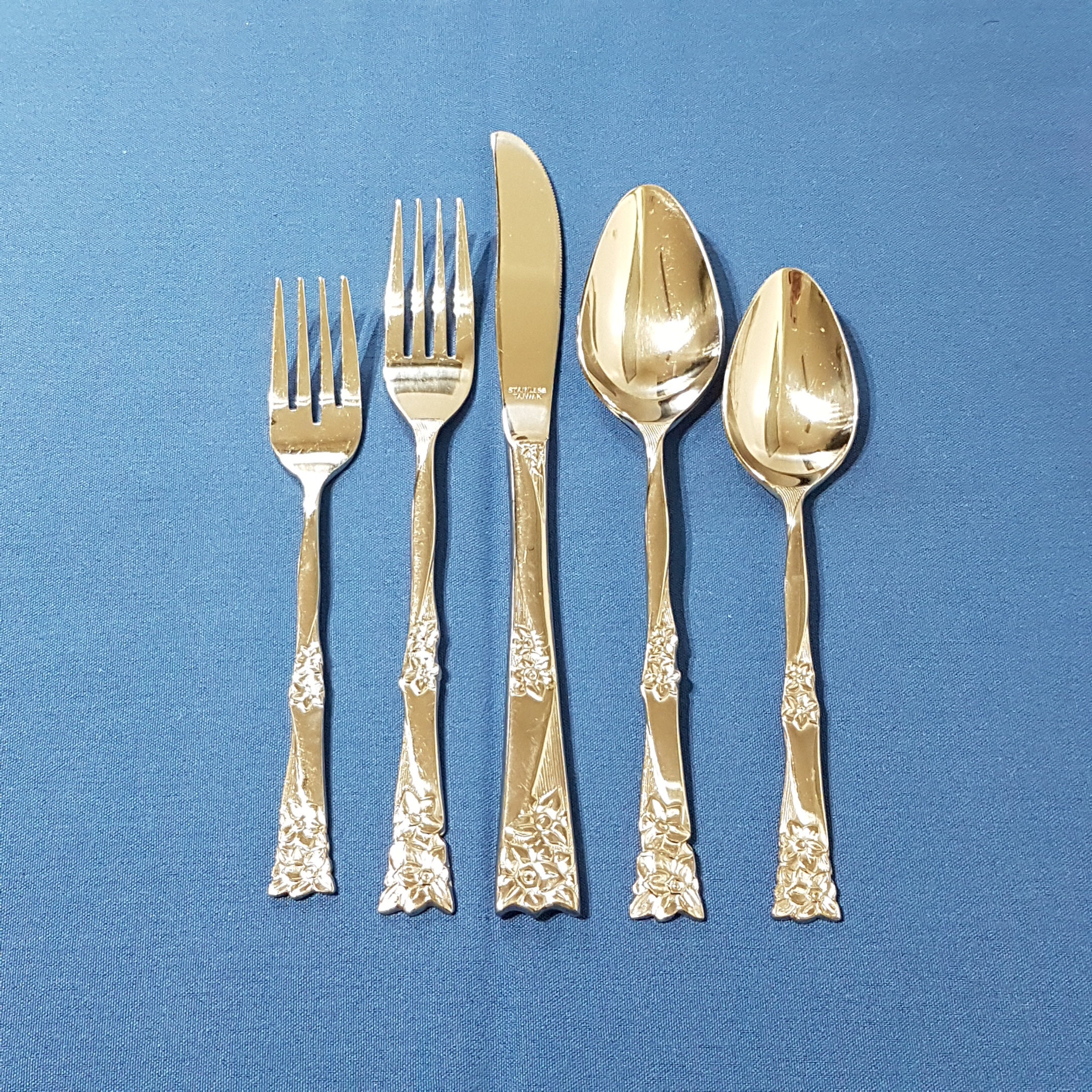 50pc Mid Century Stainless Flatware, Service for 8