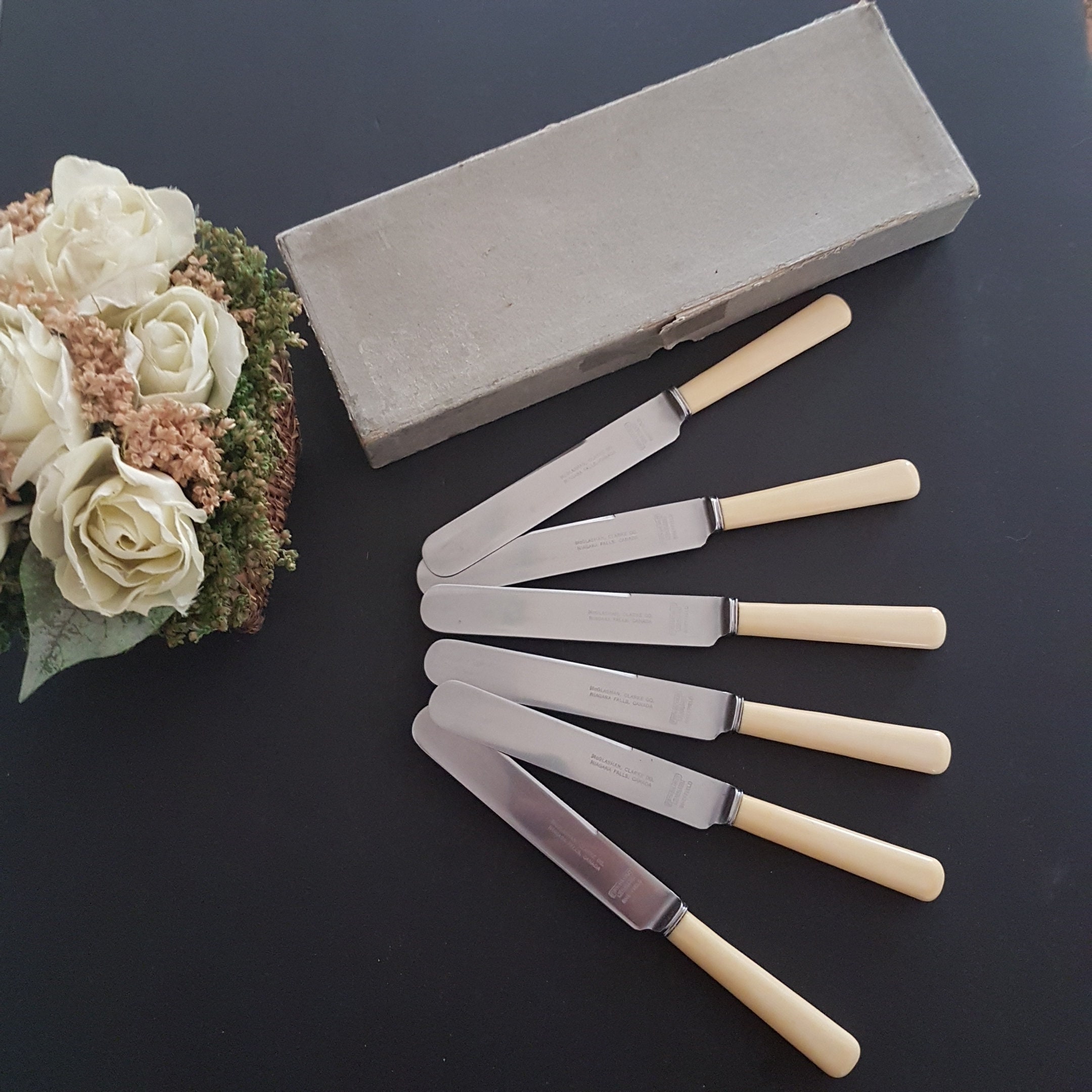 Vintage McGlashan Clark & Co Bakelite Knife Set of 6, In Box, Firth ...