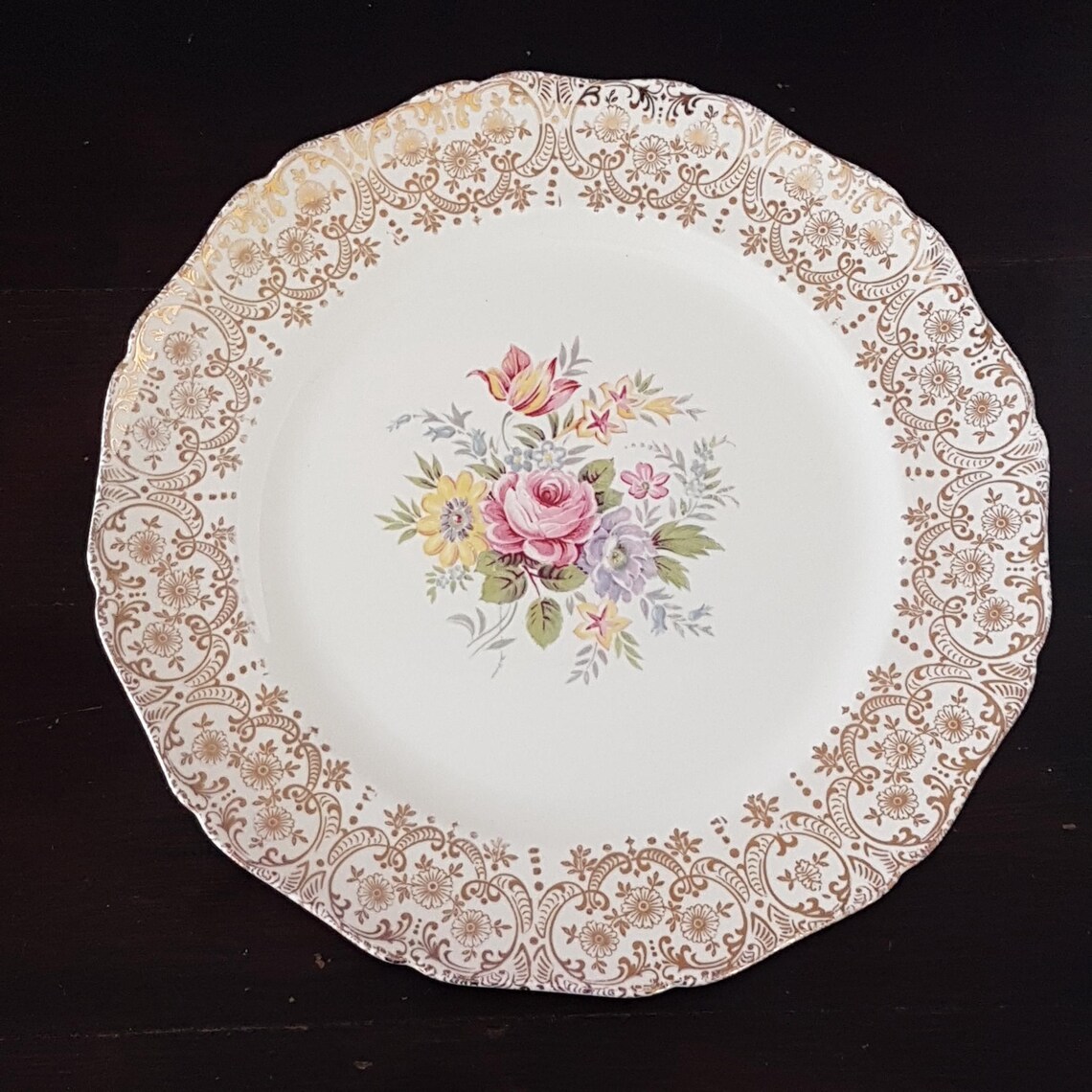 Canonsburg Pottery GOLDEN FRAGRANCE Dinner Plate, Floral Center, Made ...