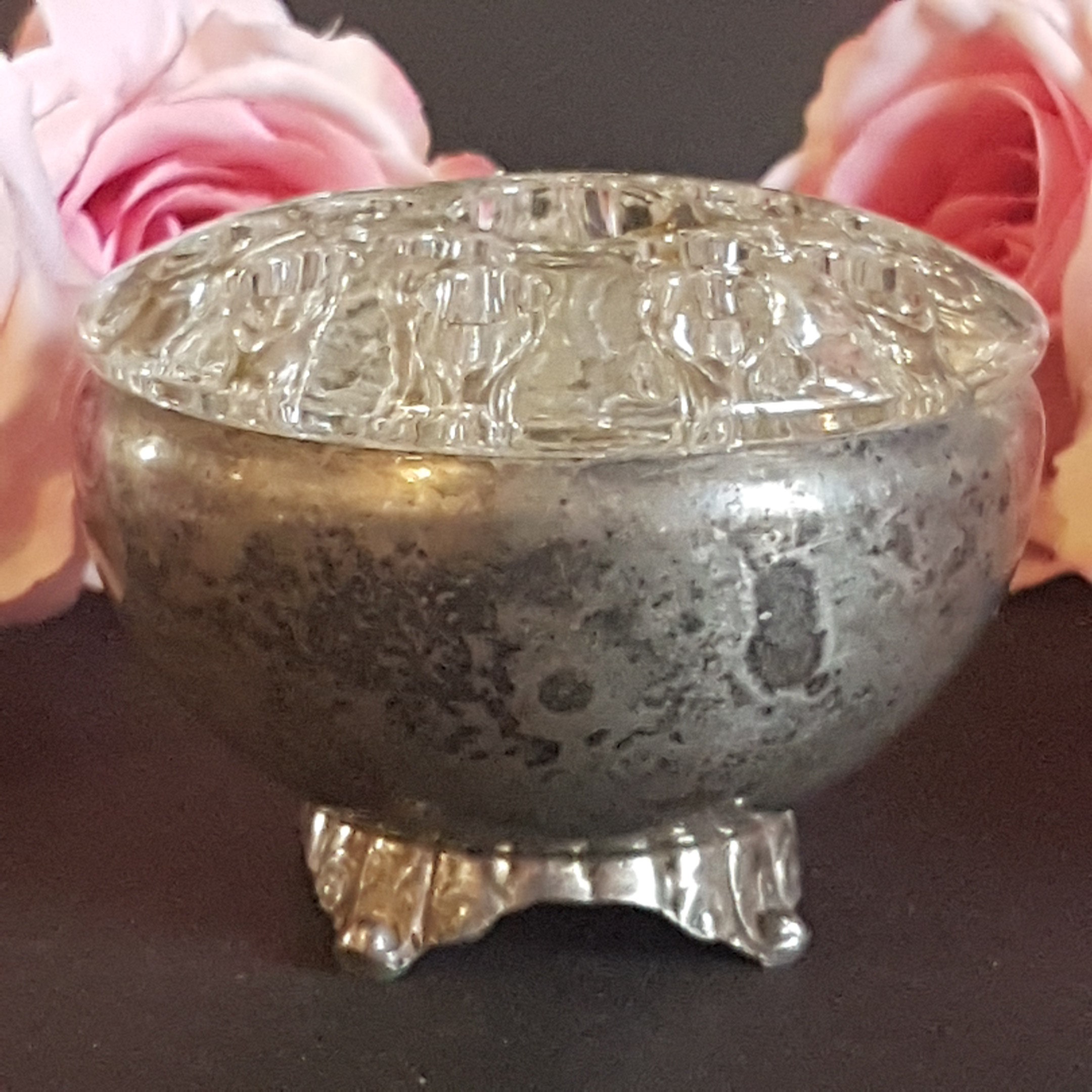 Vintage WM Rogers EP Brass Silver Plate With Glass Flower Frog, Pique ...