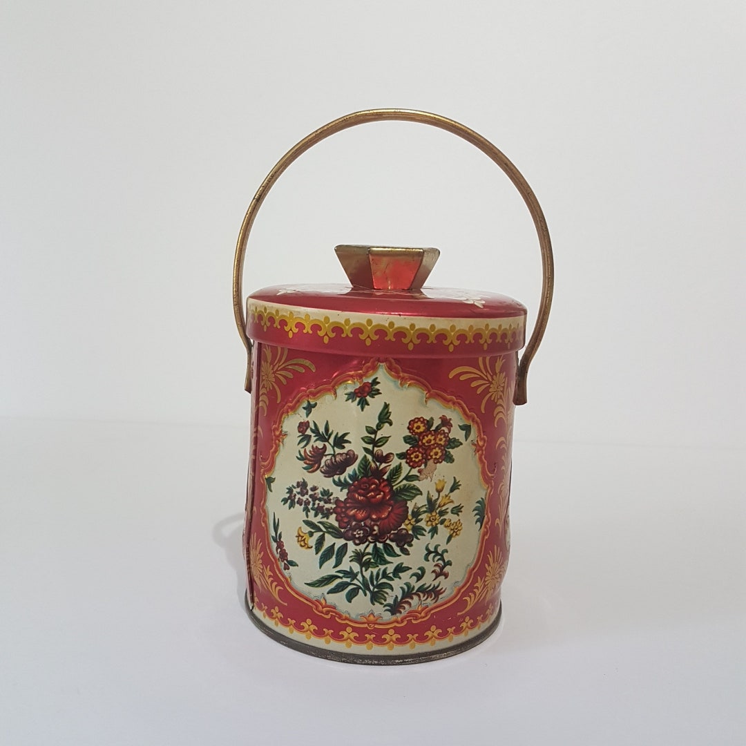 Vintage English Toffee Tin With Bale Handle and Hexagon Lid Handle ...