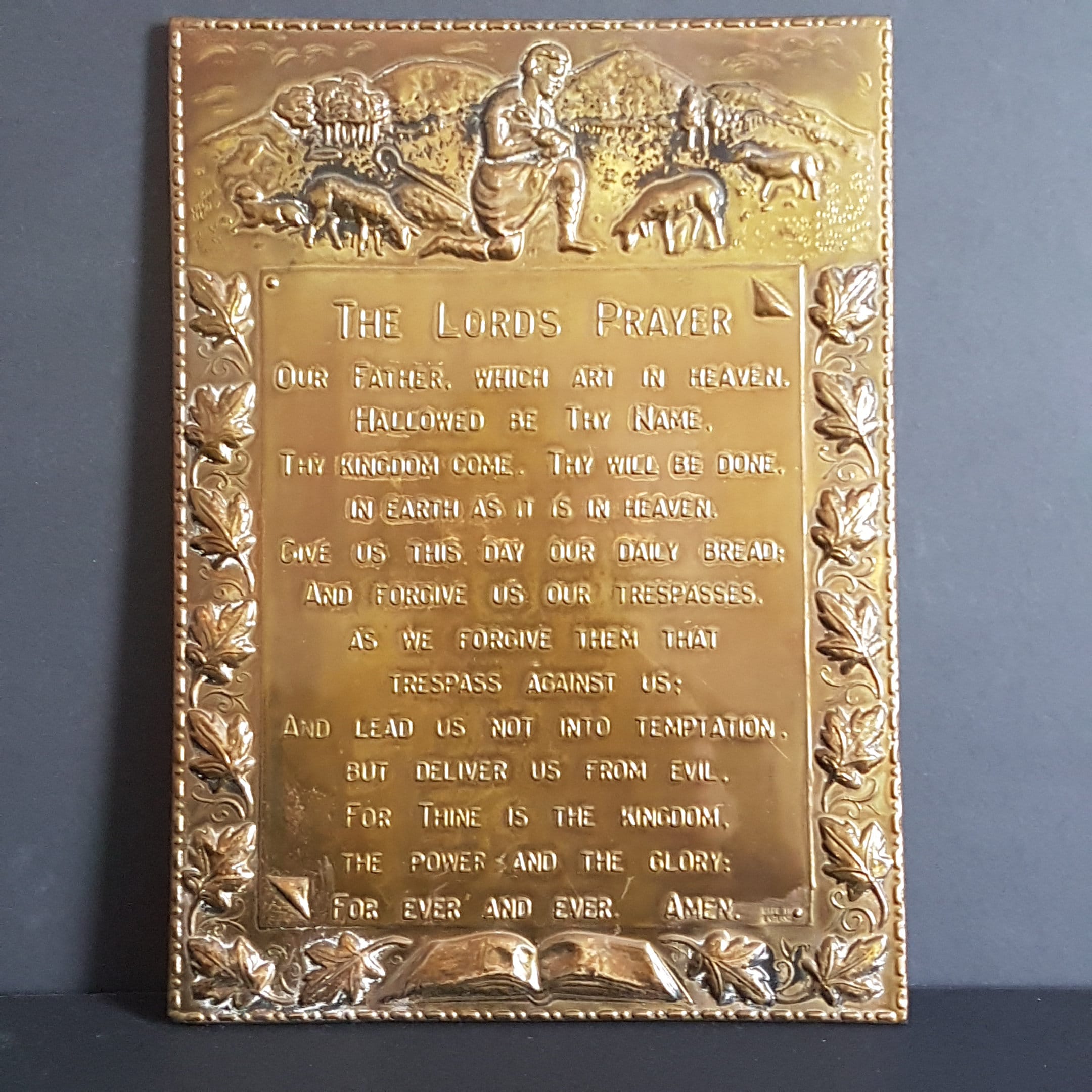 RESERVED Vintage Brass Metal The Lord's Prayer Wall Plaque, Religious ...