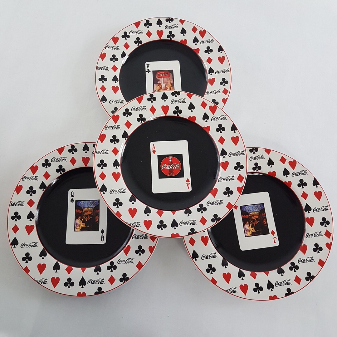 Vintage Coca-cola Playing Cards Dessert Salad Plates, 8 Inch Stoneware ...