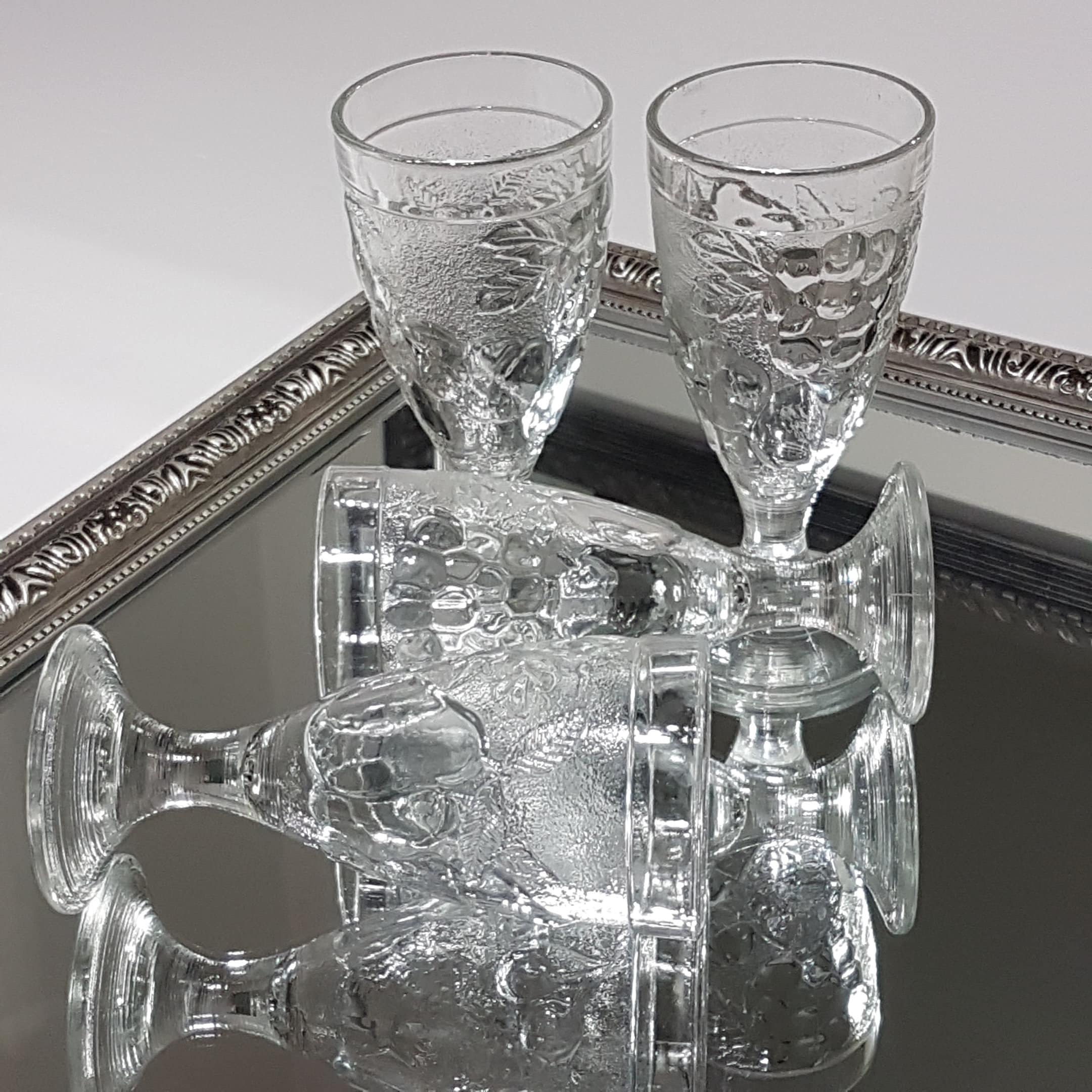 Vintage French Goblets with Fruit Pattern, Set of 4, Wine Glasses ...