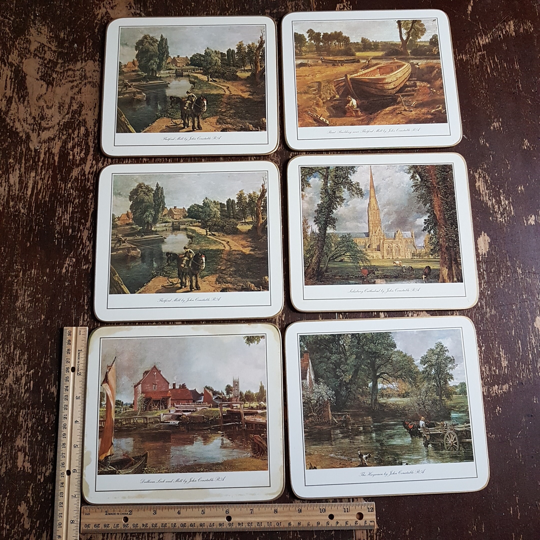 Set of 6 Vintage Clover Leaf Cork Back Placemats, John Constable ...