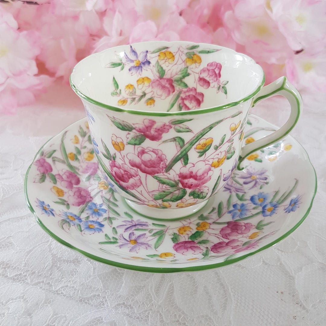Vintage Hammersley Bone China Tea Cup and Saucer: Floral England Teacup ...