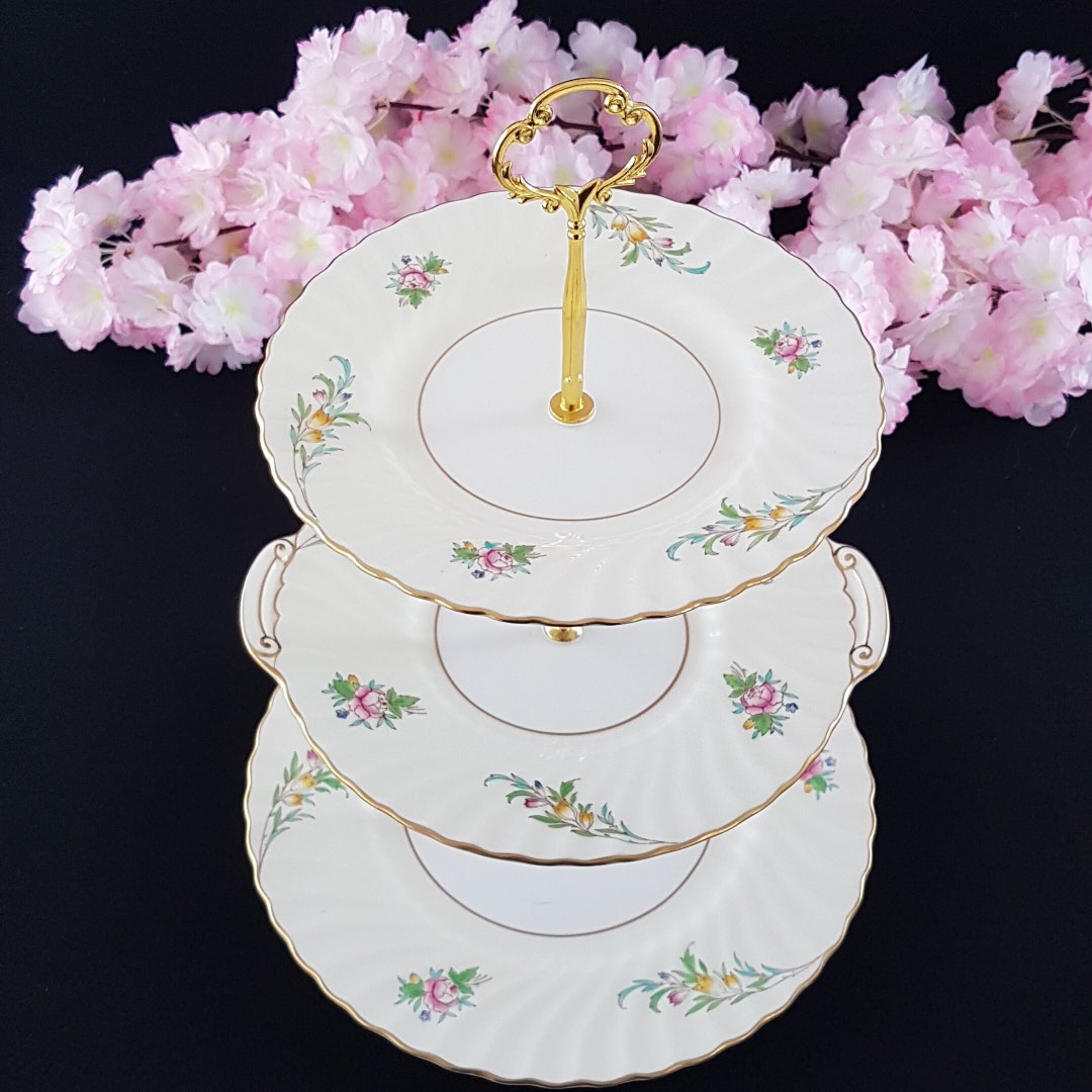 3 Tier Cake Stand English Bone China Tiered Plates, Wedding High Tea ...