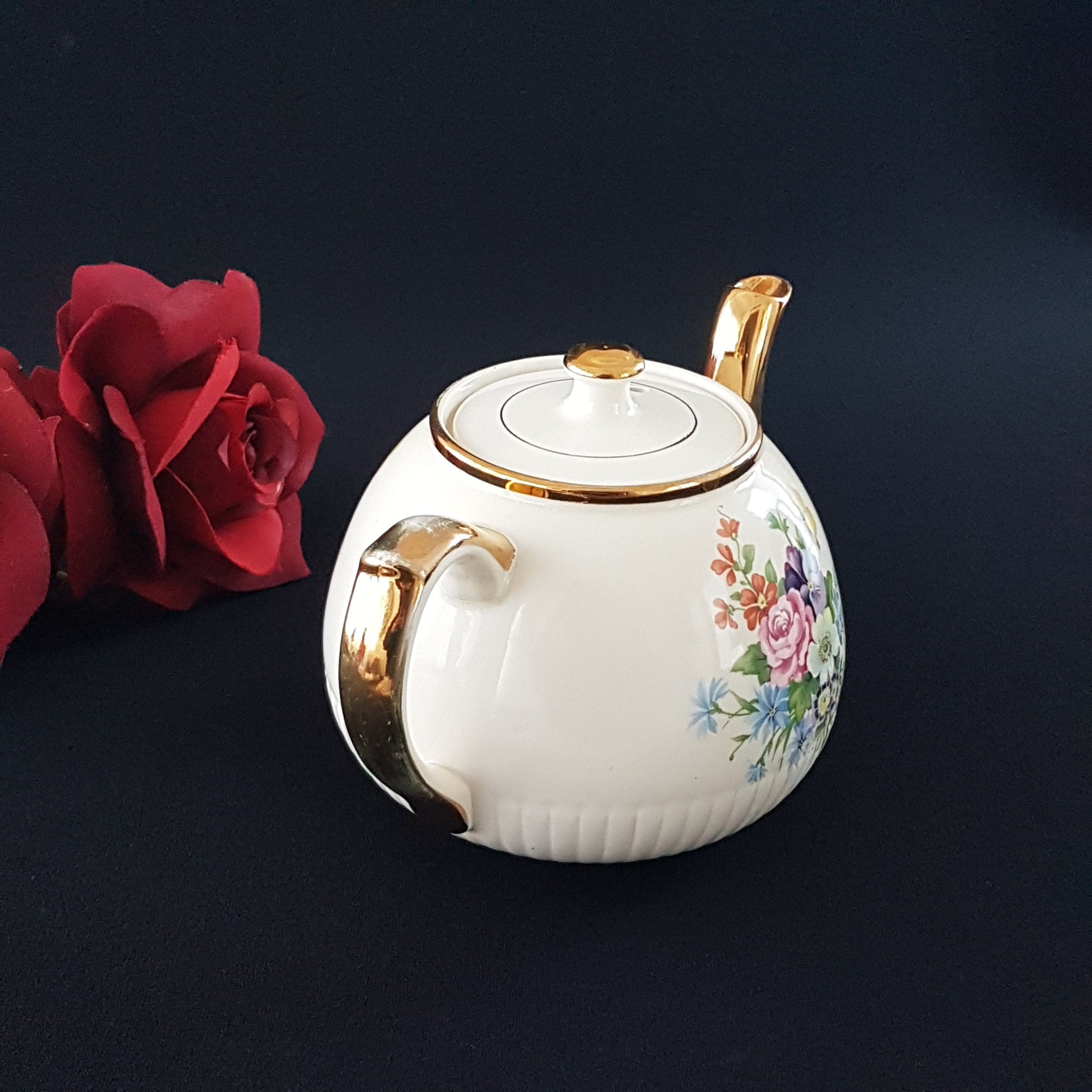 Vintage Floral Ellgreave Teapot, Made in England, Vintage Mid Century ...