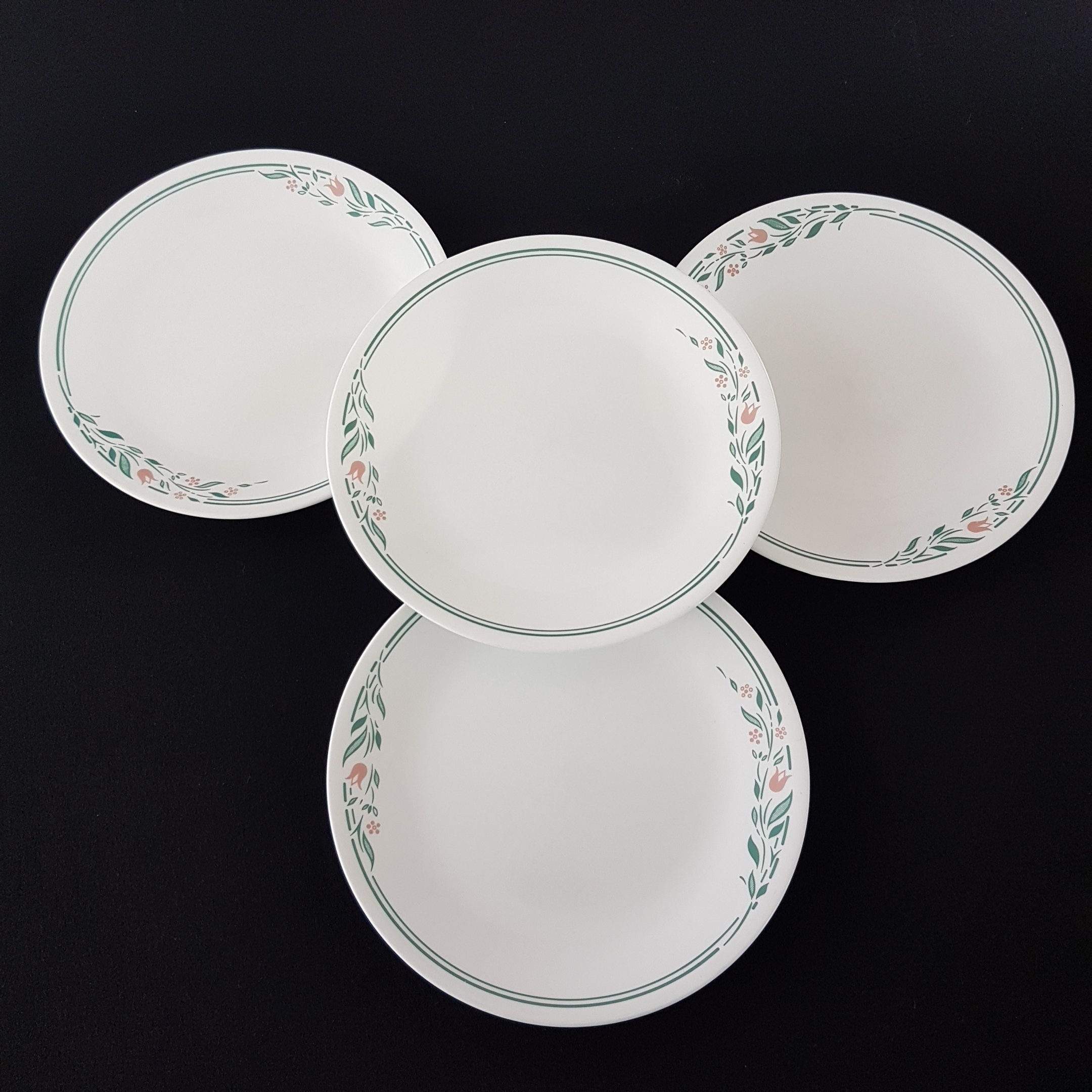 Vintage Corelle ROSEMARIE Luncheon Plates, 8.5 inch, Set of 4, Made in USA