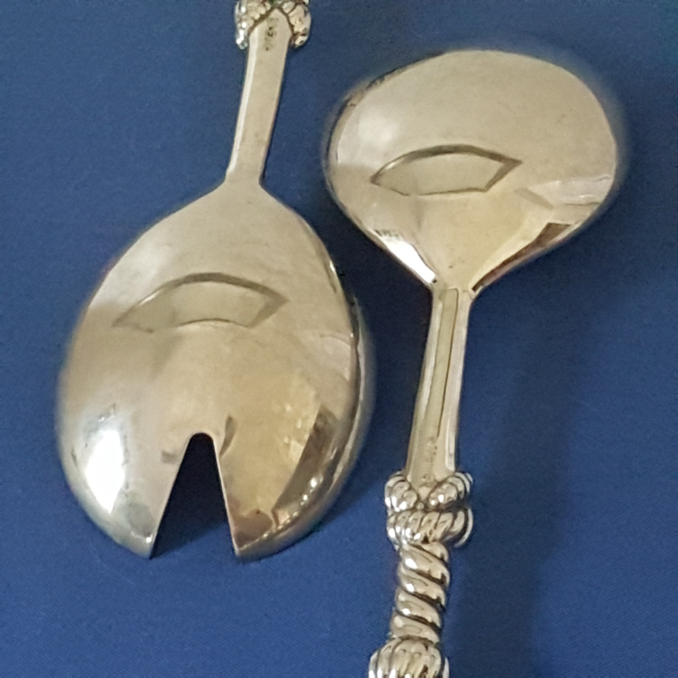 Vintage Silea Silver Plate Salad Servers with Tassel Handle
