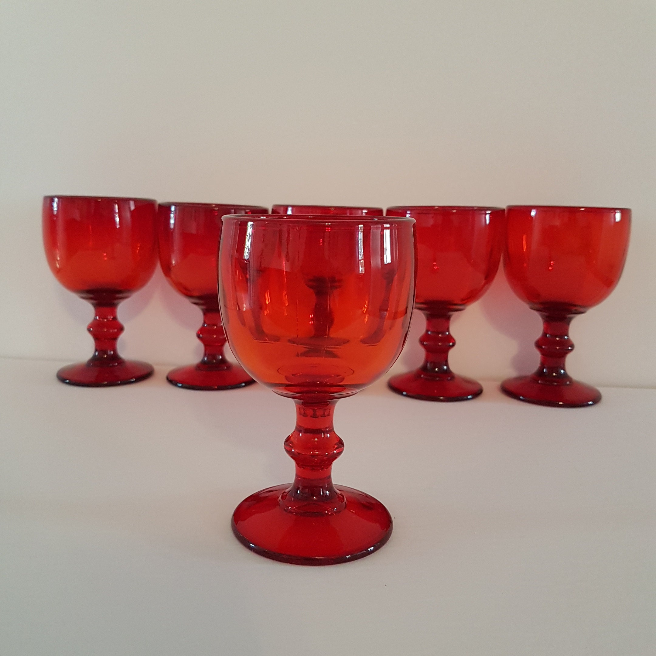 Retro Imperial Glass HOFFMAN HOUSE Ruby Red Goblets, Mid Century ...