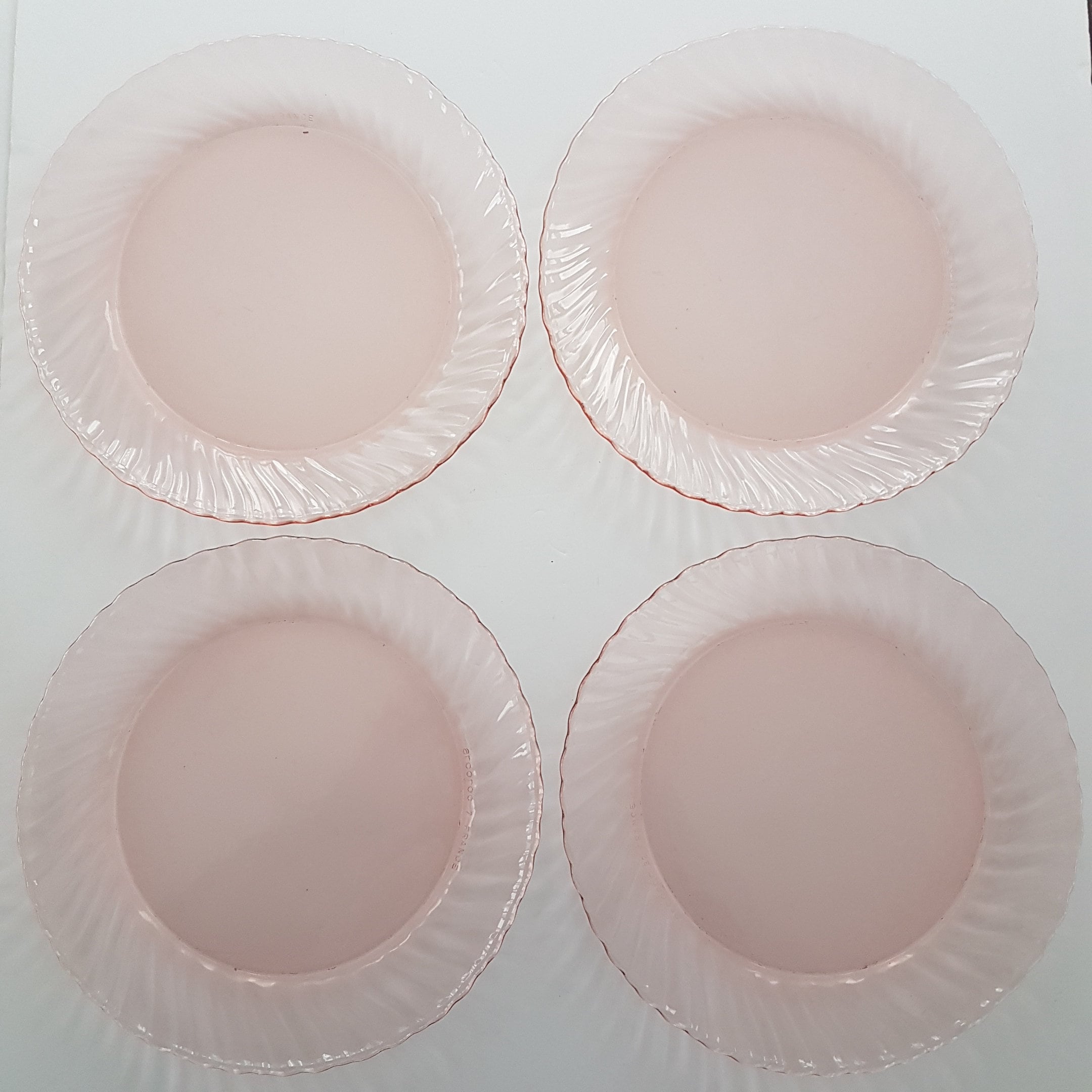 Arcoroc ROSALINE Pink Glass Plates, Sets of 4 Vintage Small Dinner ...