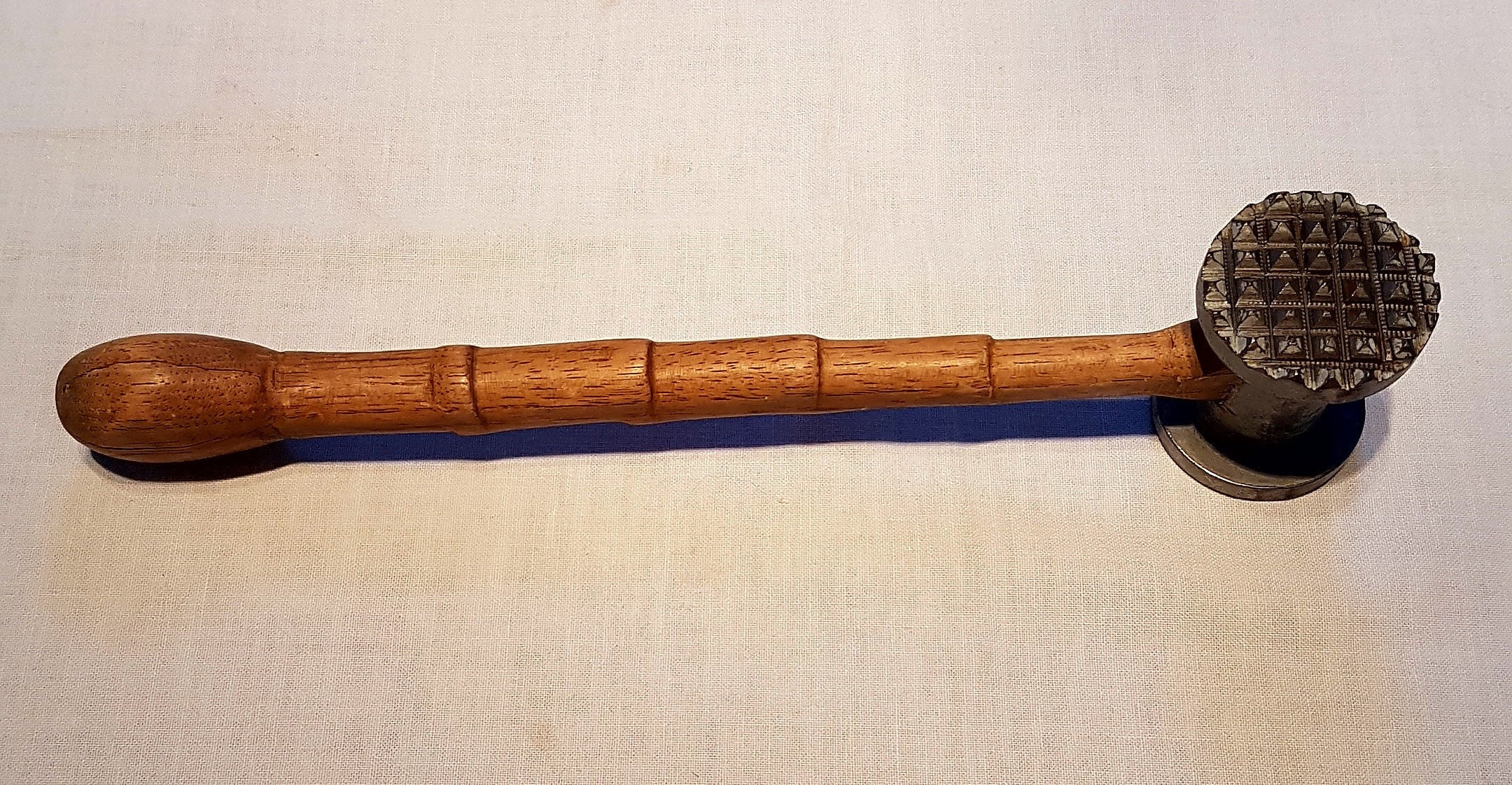 RESERVED - Vintage Carved Wooden Handle Meat Tenderizer