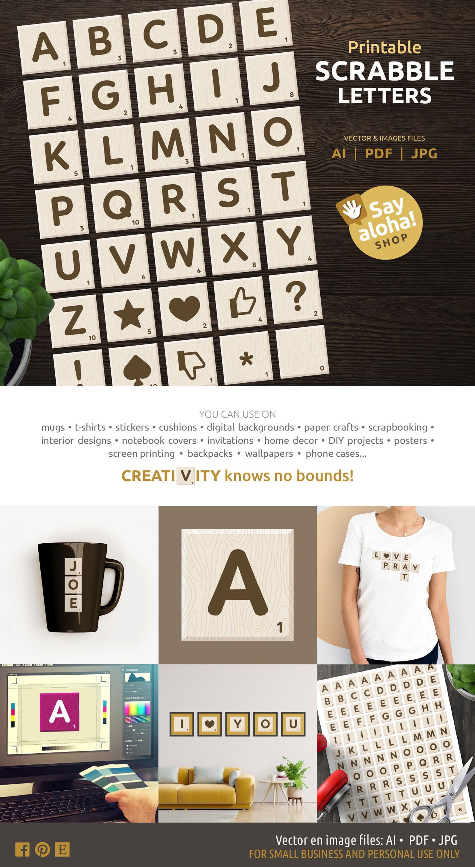 Printable Scrabble Letters | Vector and Image Files: Jpg, Ai, Pdf, Eps ...