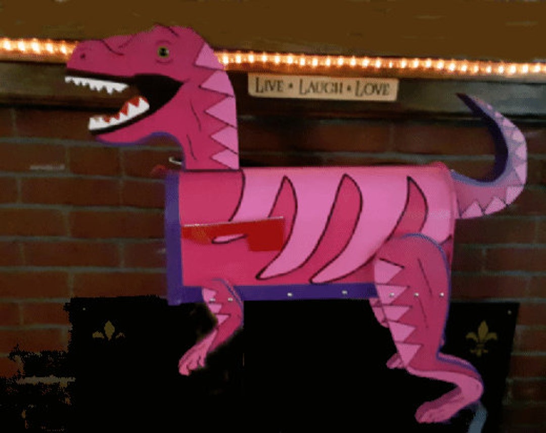 Pink & Purple Dinosaur Mailbox - Etsy